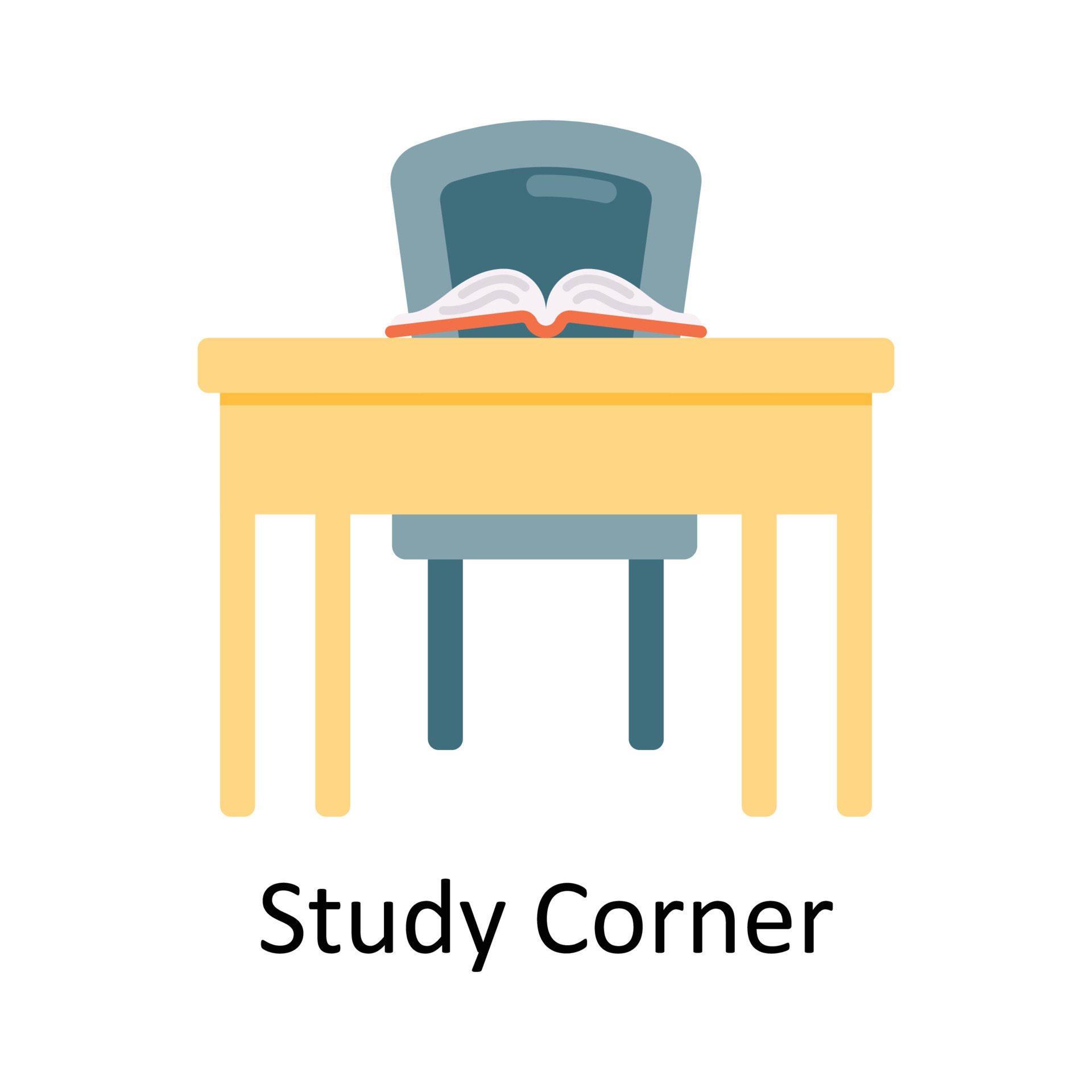 Study Corner Vector Flat Icon Design illustration. Education and learning Symbol on White ...