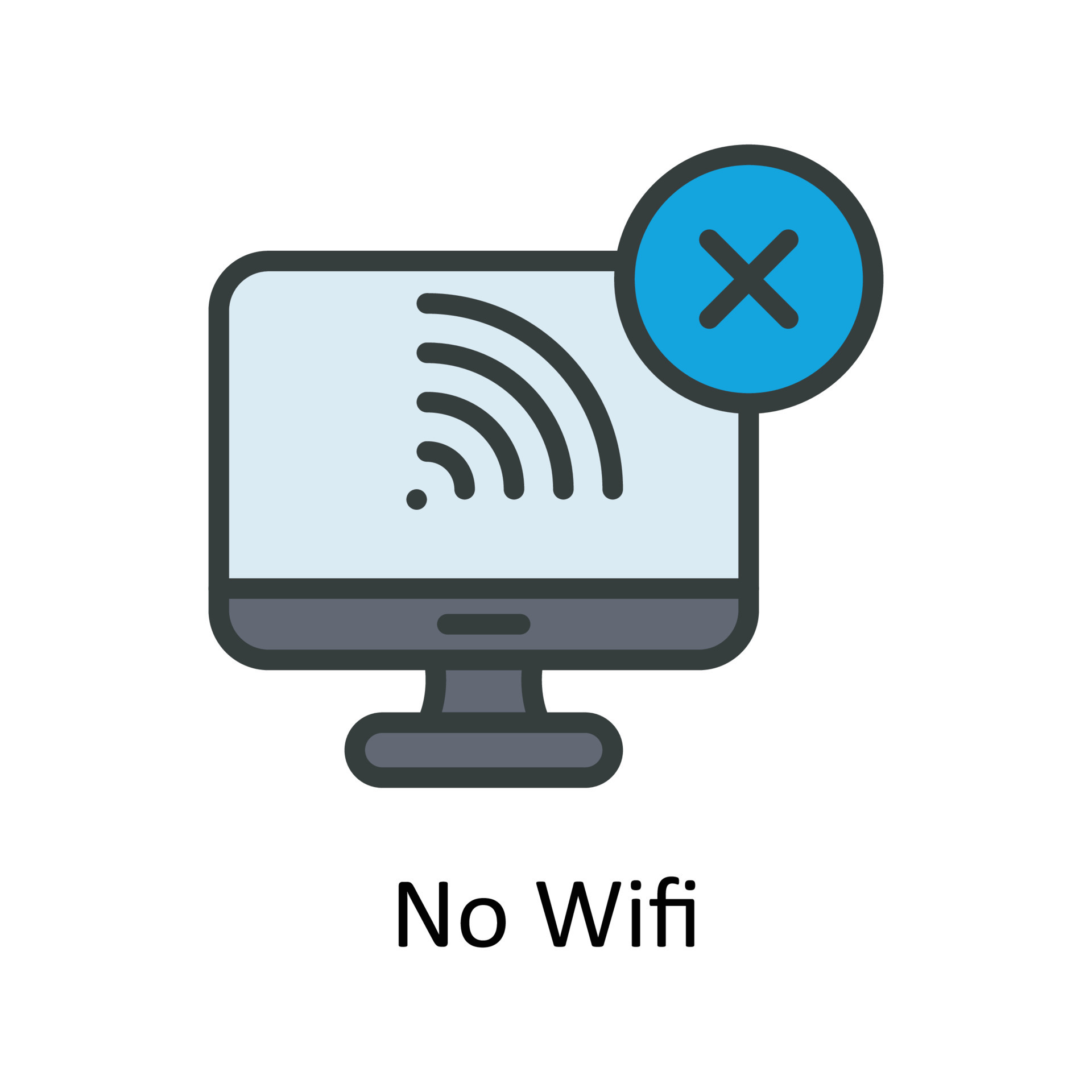 No Wifi Vector Fill Outline Icon Design Illustration User Interface Symbol On White Background