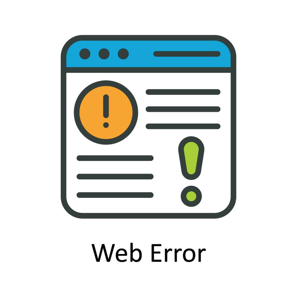 Web Error Vector Fill outline Icon Design illustration. Seo and web ...