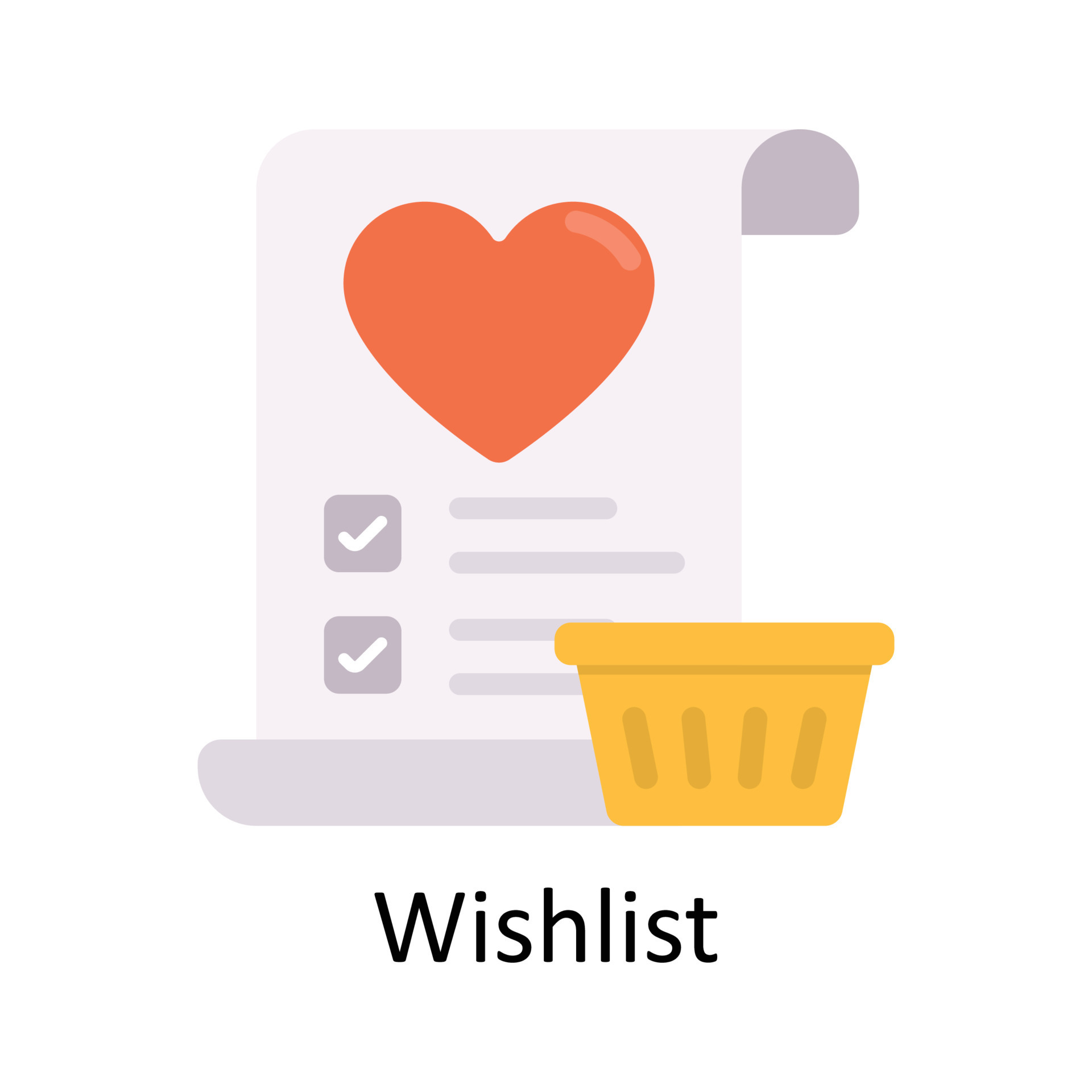 Wish list Vector Flat Icon Design illustration. Ecommerce and shopping ...