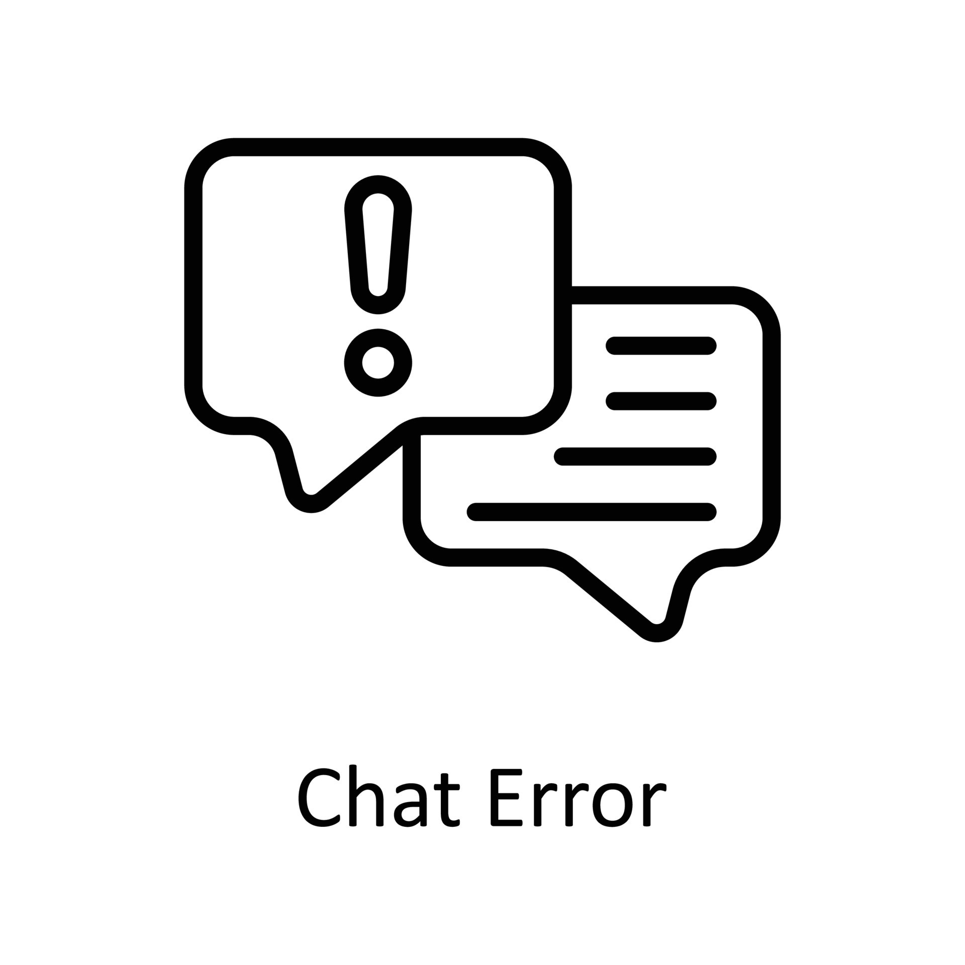 Chat Error Vector Outline Icon Design Illustration User Interface Symbol On White Background