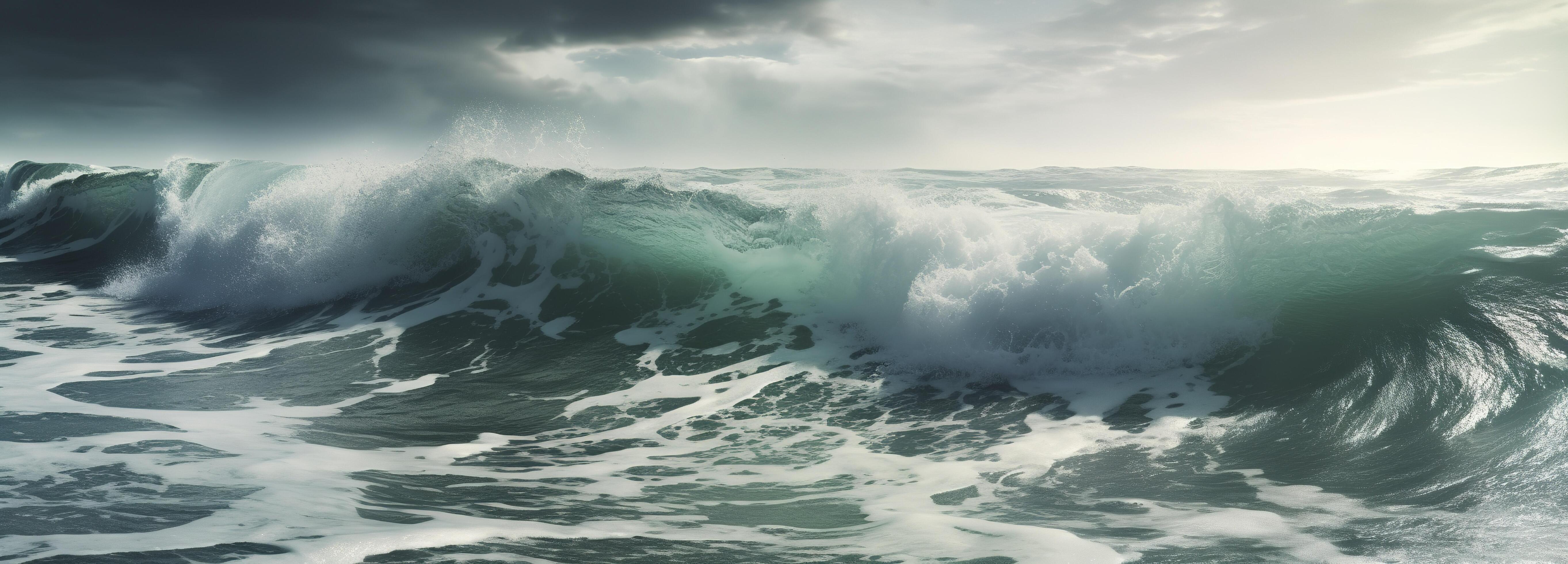 Spectacular abstract scene of an ocean tidal wave digital art 3d ...