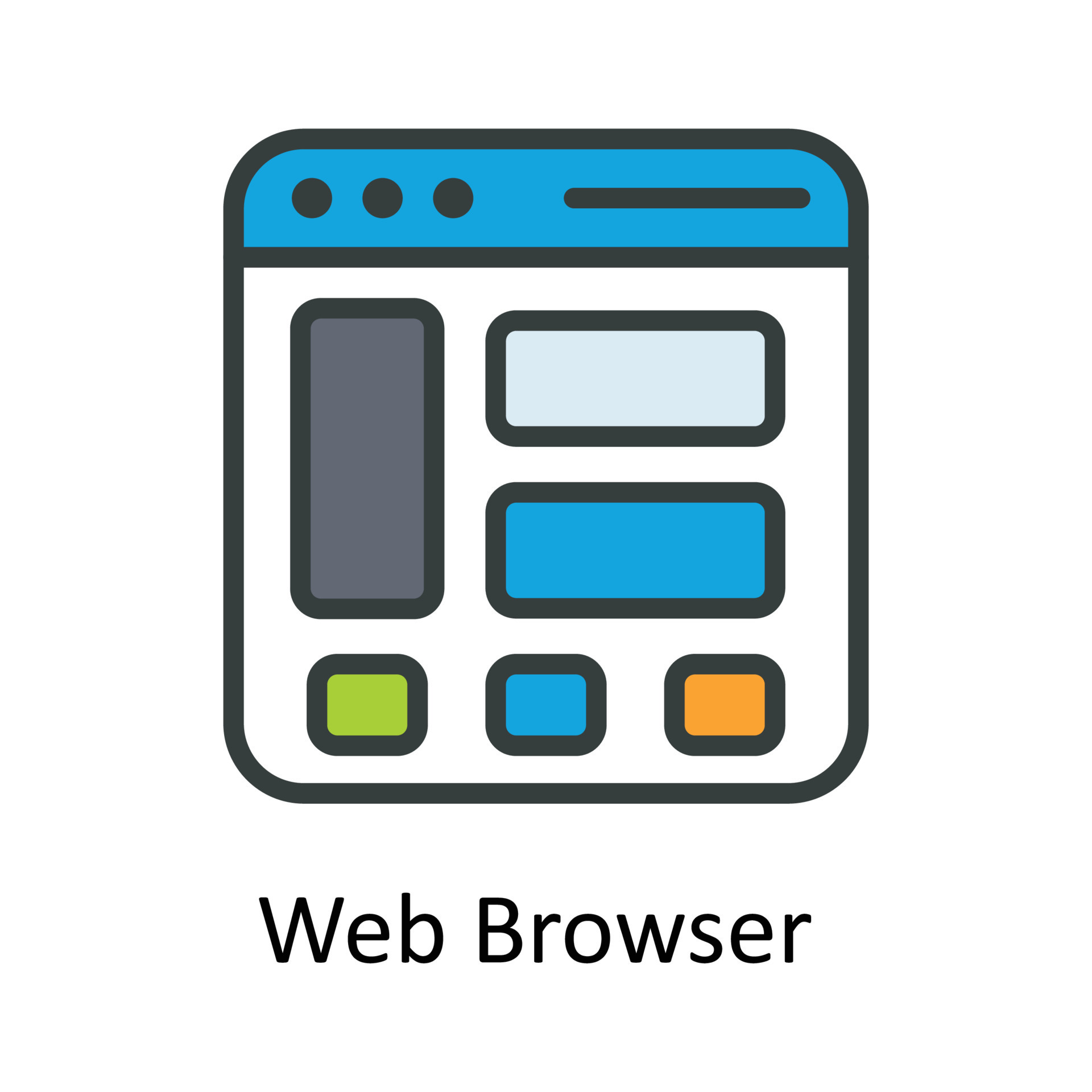 Web Browser Vector Fill Outline Icon Design Illustration User Interface Symbol On White