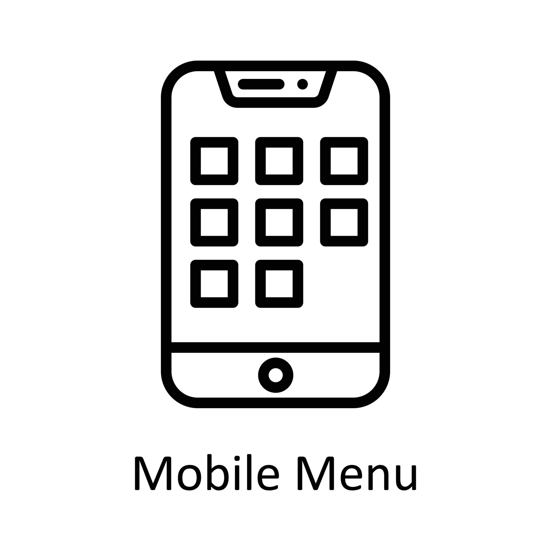 Mobile Menu Vector outline Icon Design illustration. User interface ...