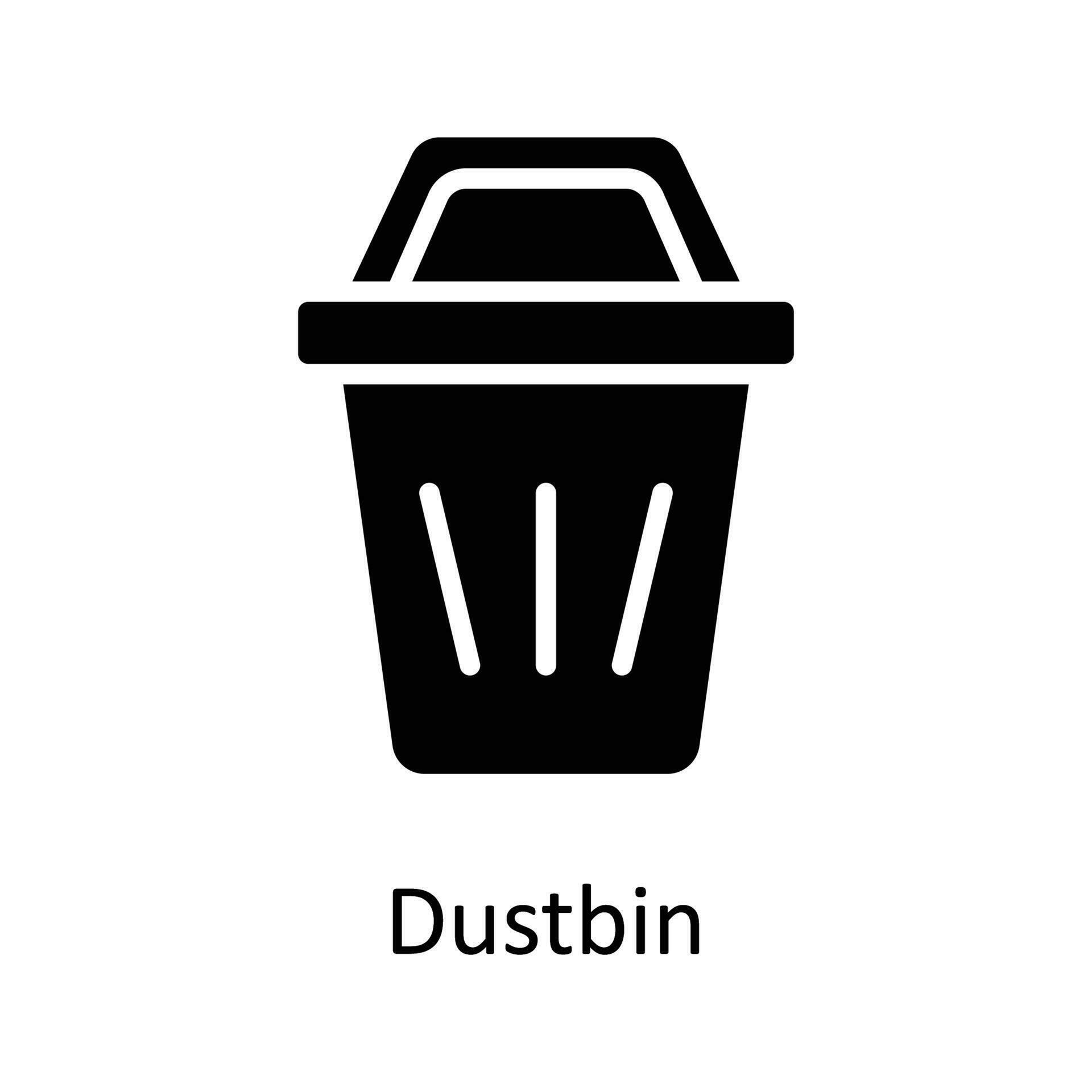 Dustbin Vector Solid Icon Design illustration. User interface Symbol on White background EPS 10 ...