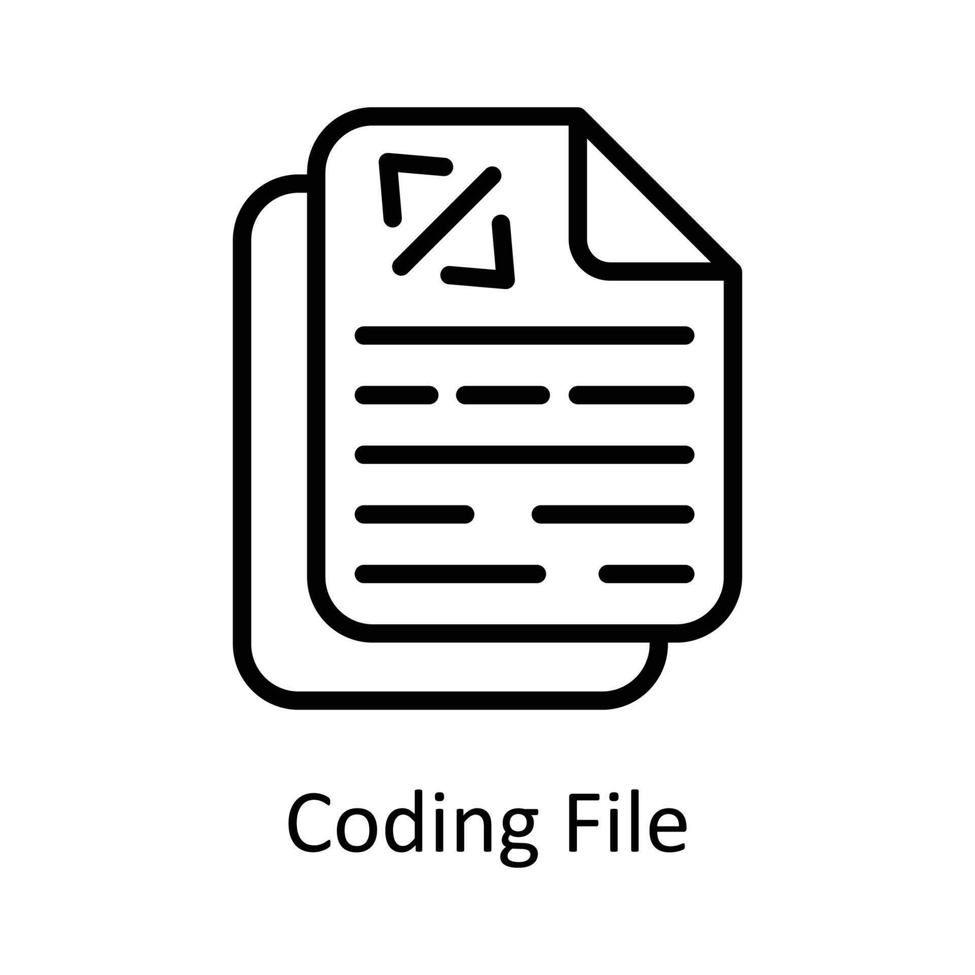 Coding File Vector outline Icon Design illustration. User interface ...