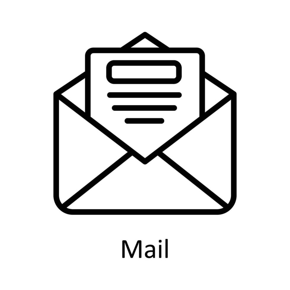 Mail Vector Outline Icon Design Illustration User Interface Symbol On