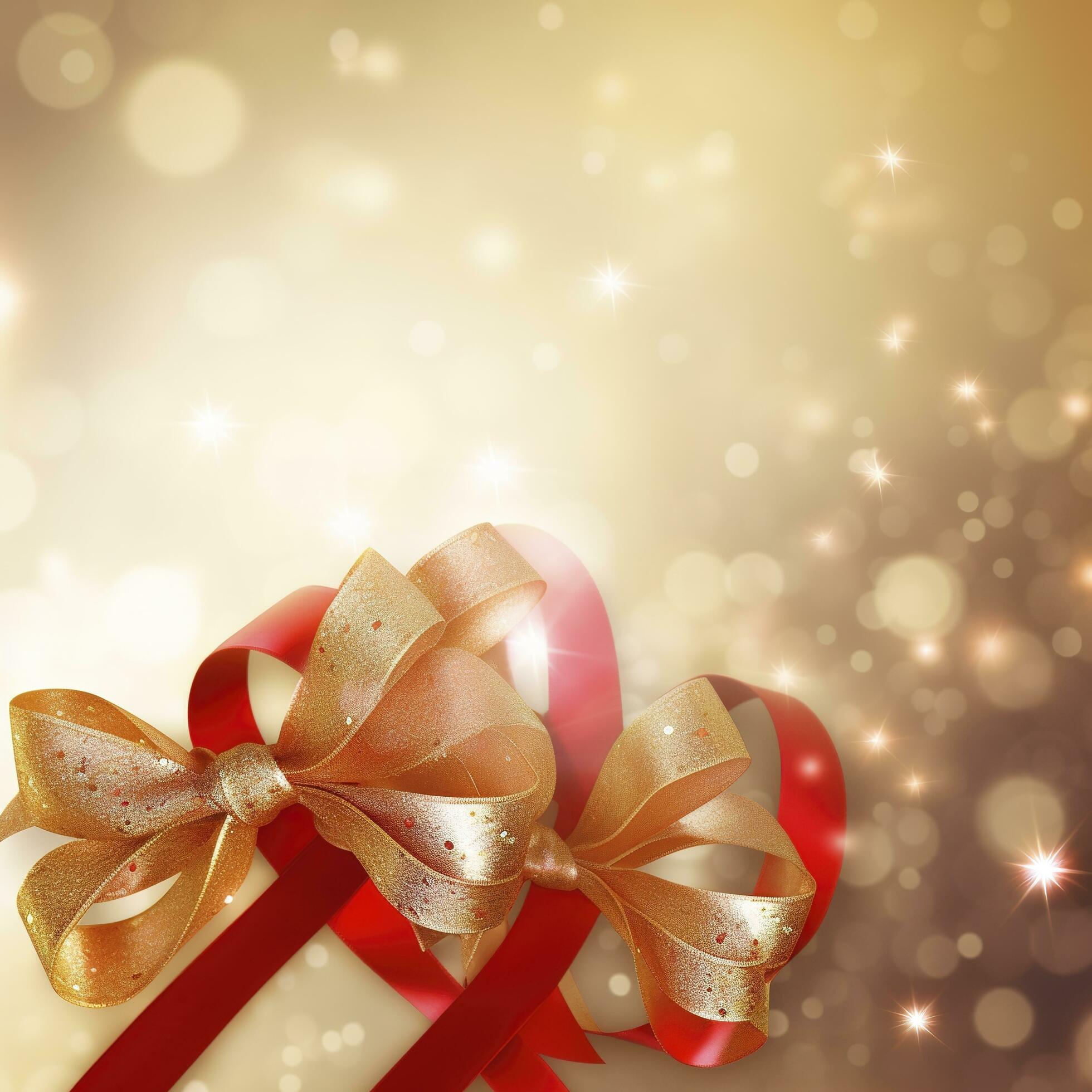 Magic ribbon hearts with red color ribon ,light golden background. , generat ai 24443635 Stock ...