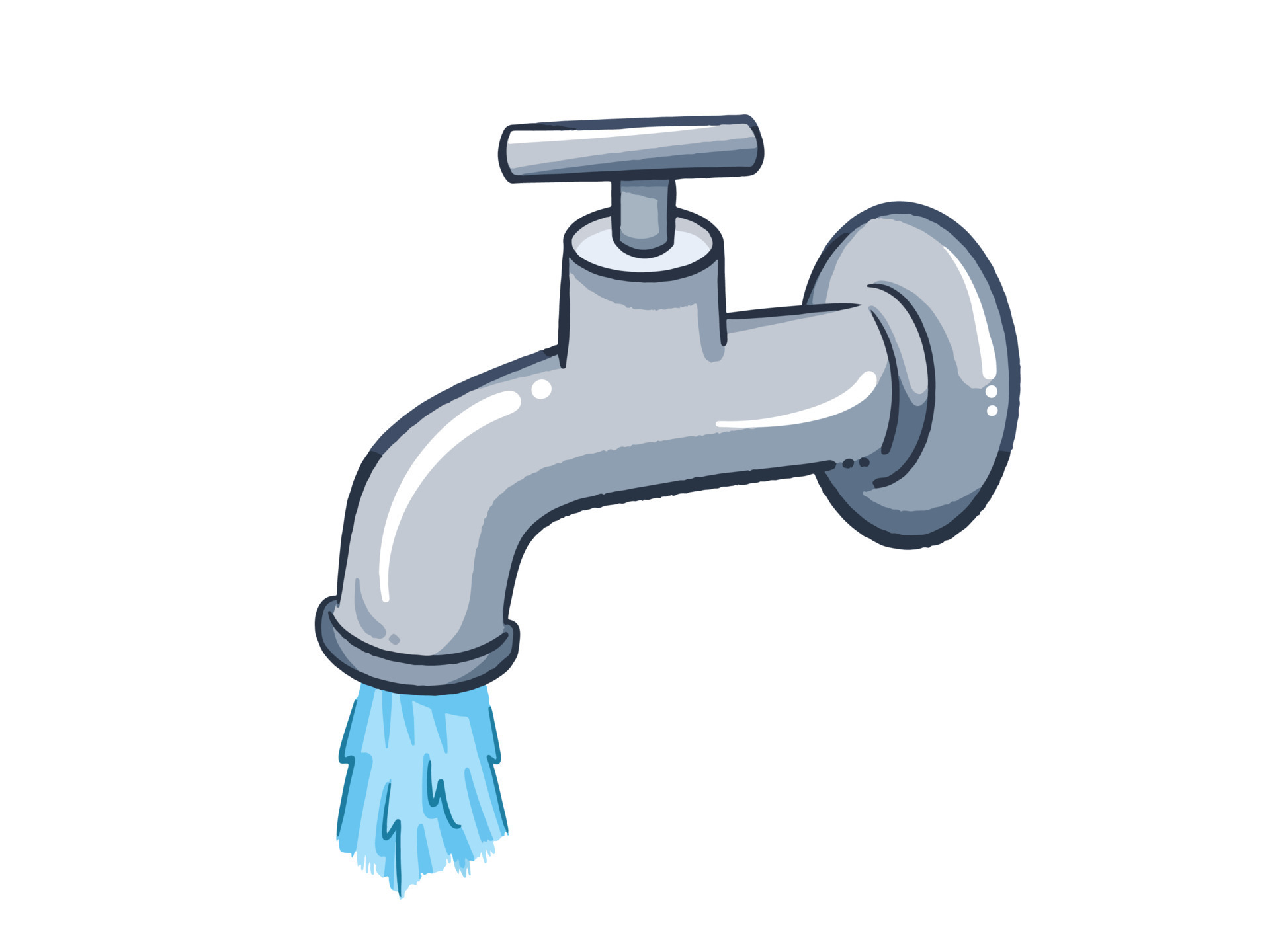 Tap sink faucet water vector illustration isolated on white horizontal ... Tap sink faucet water vector illustration isolated on white horizontal ...
