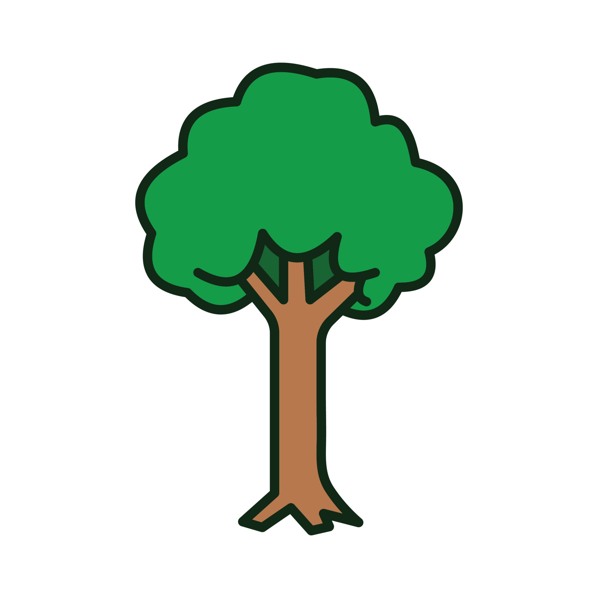 Colored tree vector icon isolated on square white background. Simple ...