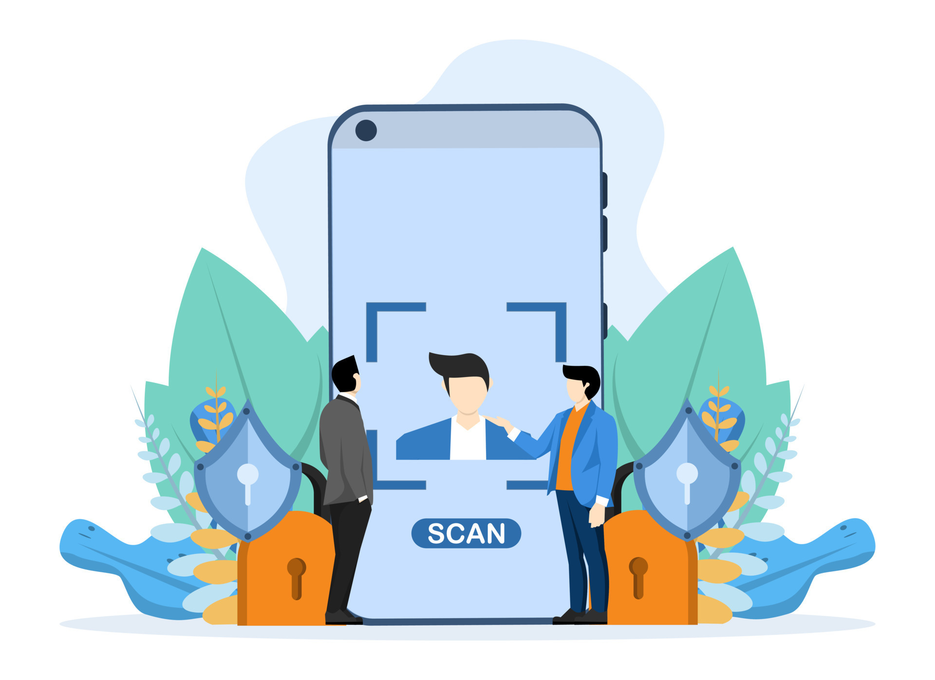 Face Recognition Technology Concept, Display mobile app with biometric ...