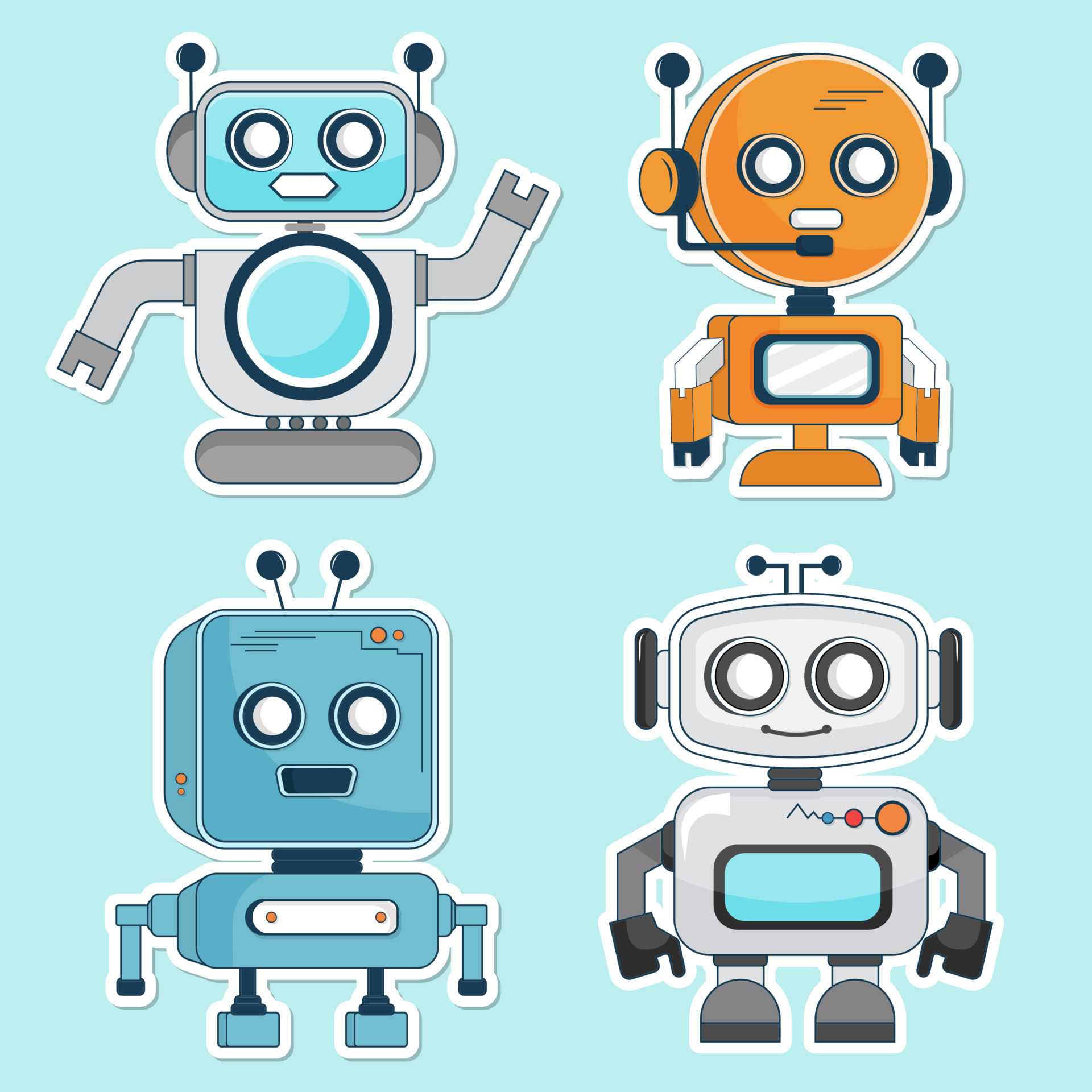 Set of Vector Robot Character in Flat Illustration 24445139 Vector Art at Vecteezy