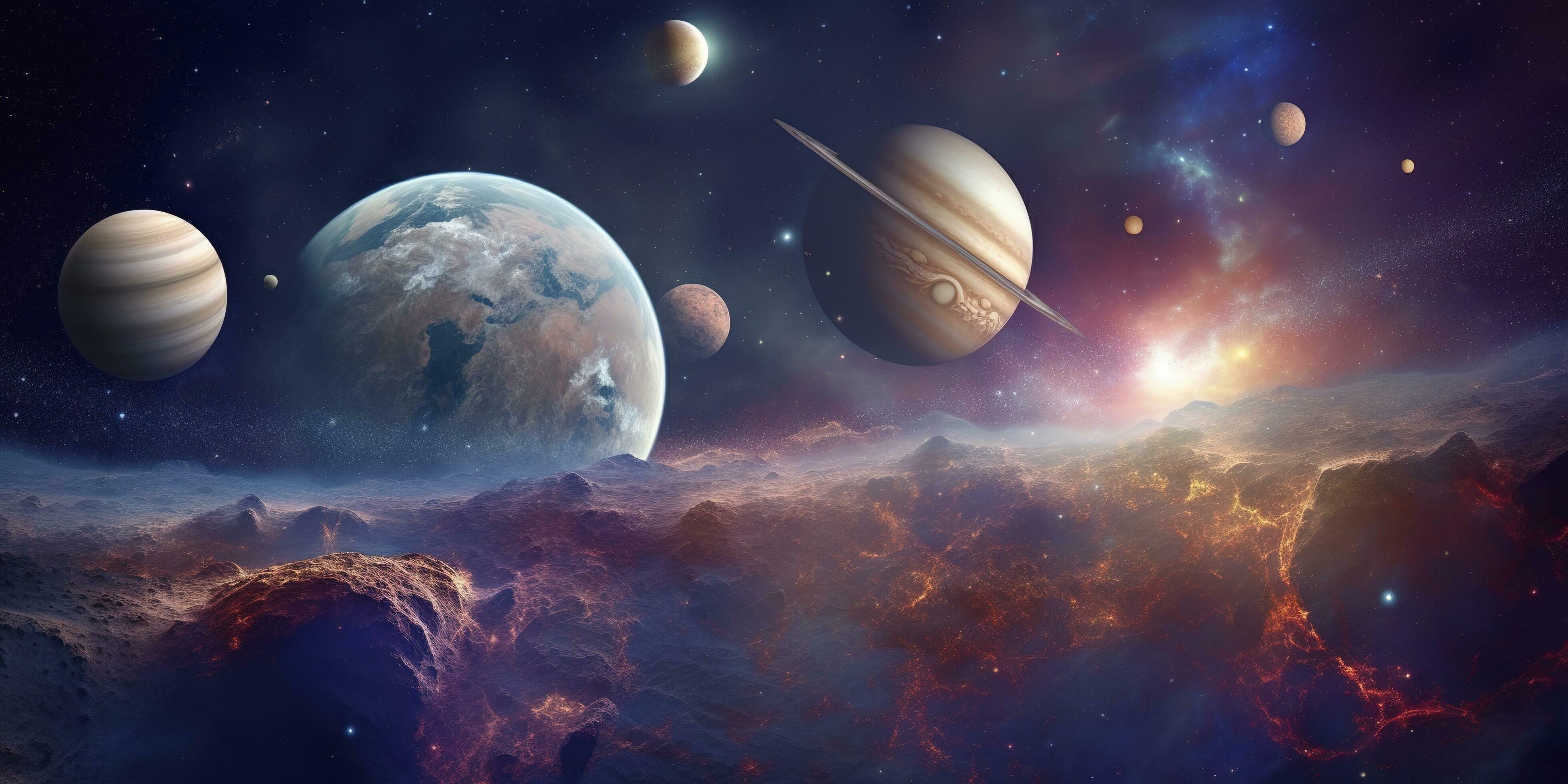 Space Wallpaper Banner Background Stunning View Of A Cosmic Galaxy With Planets And Space
