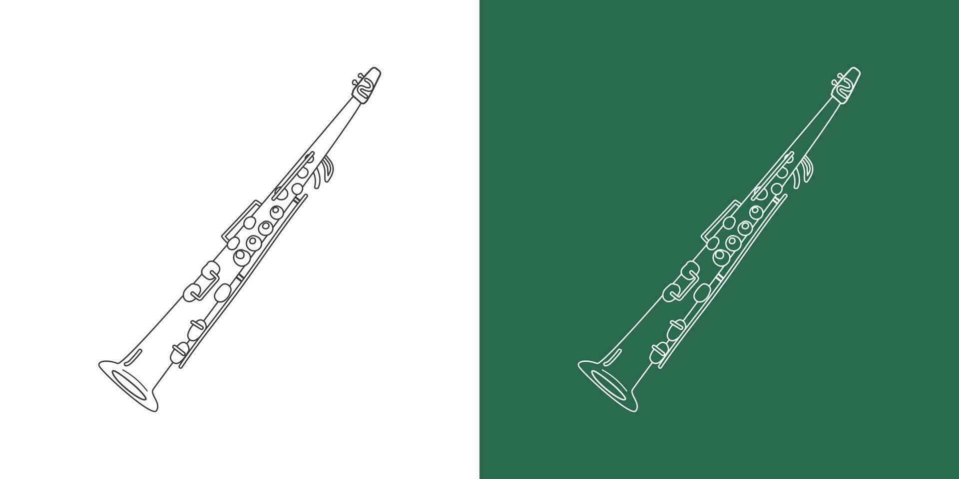 Soprano Saxophone Line Drawing Cartoon Style Brass Instrument Soprano