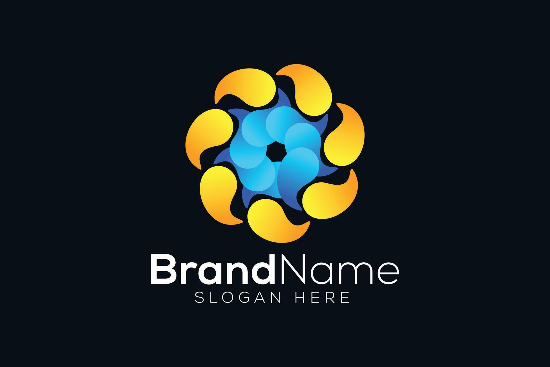 Colorful 3D circle flower technology logo design template 24452186 ...