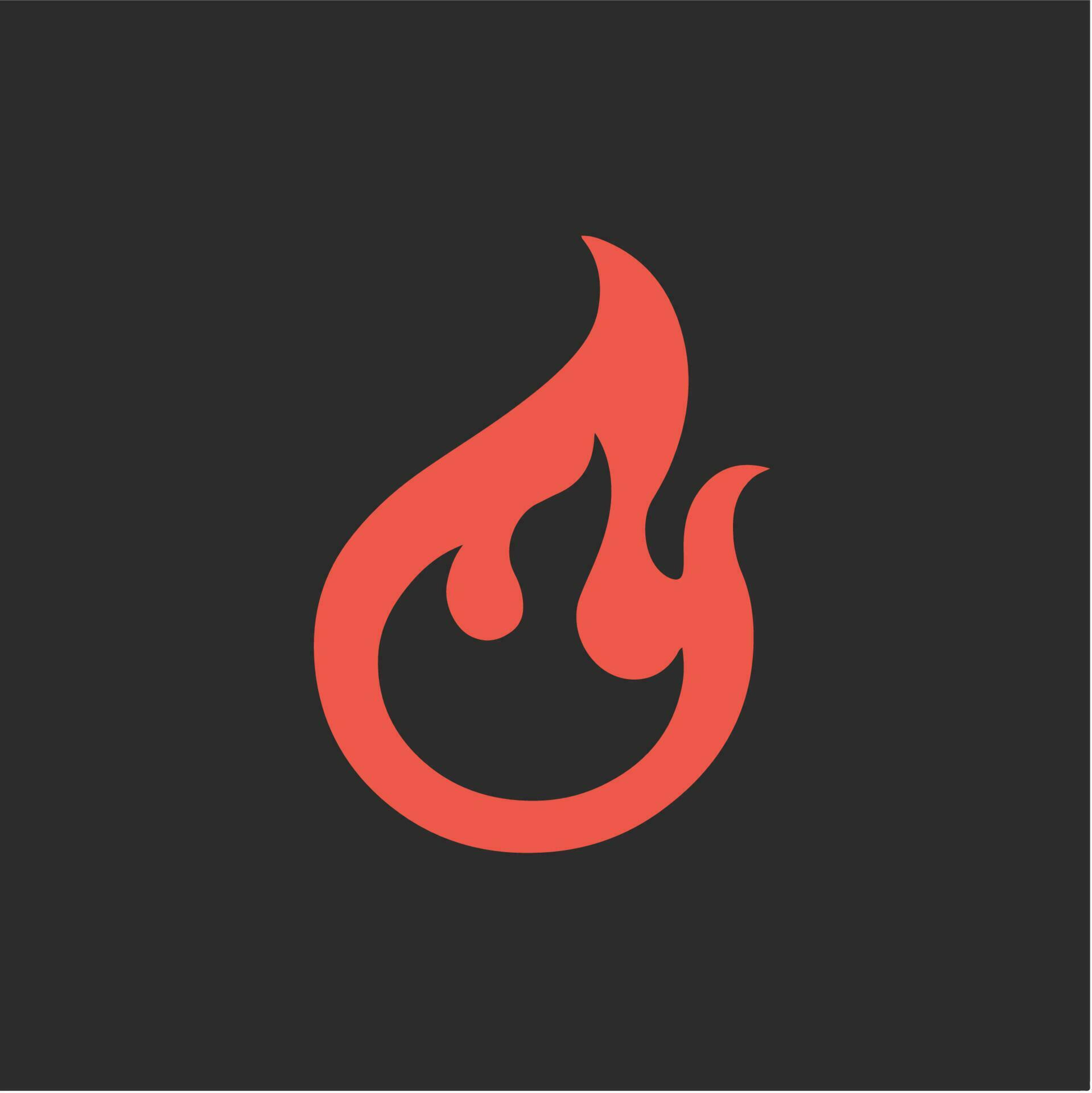 Red Flame Symbol Logo on Black Background. Tribal Decal Stencil Tattoo Design. Flat Vector ...