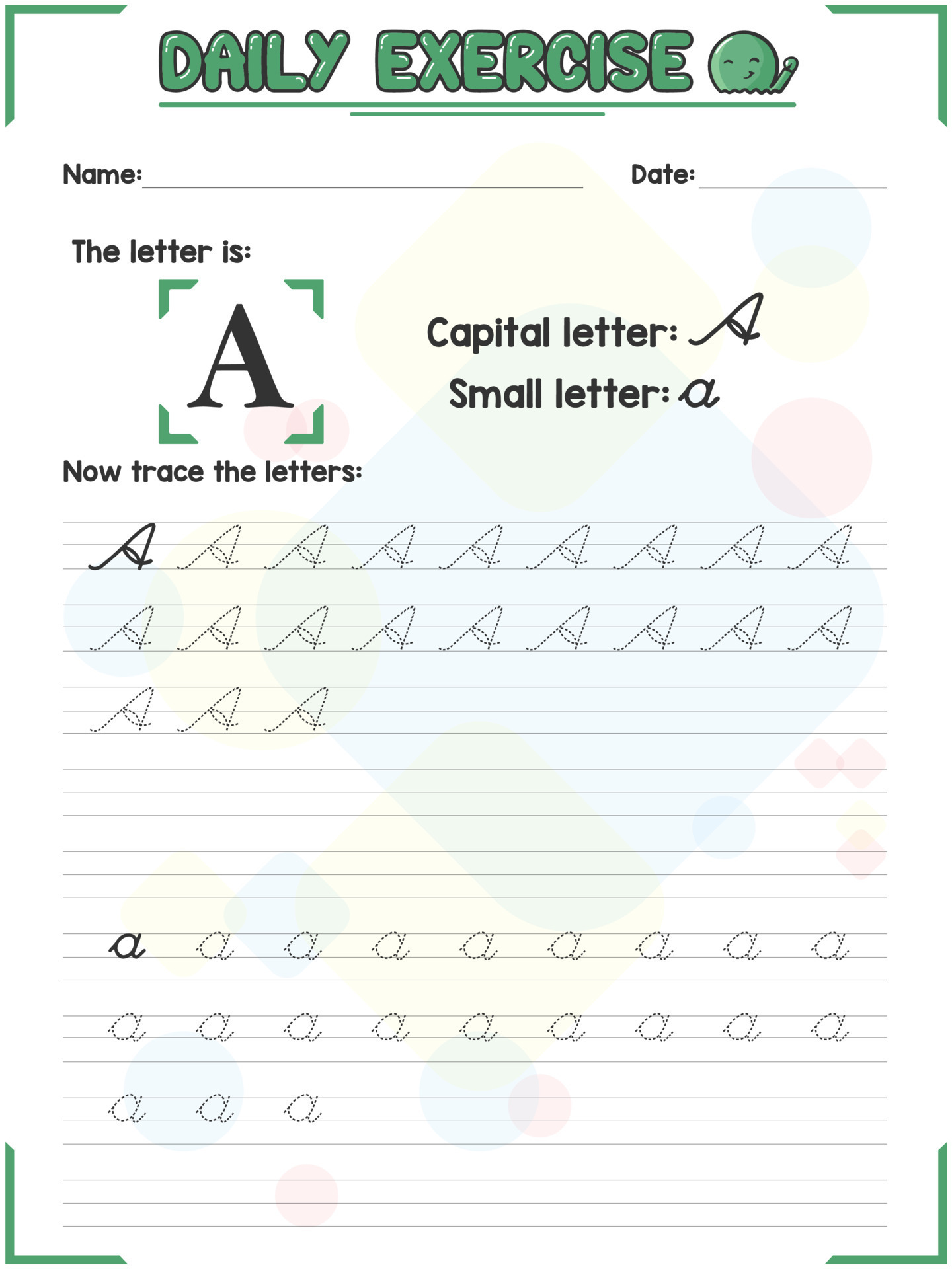 Cursive Alphabet Letter Tracing Practice and Handwriting Exercise for ...