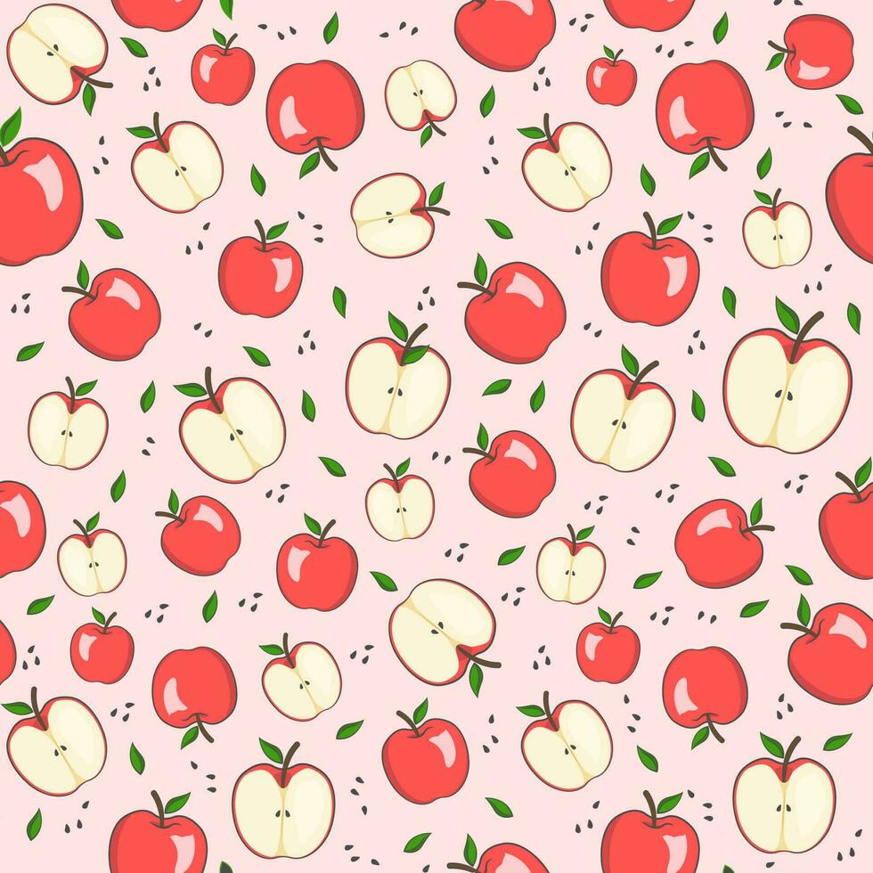 Apples pattern with cute color in flat style. Seamless or repeating pattern background vector ...