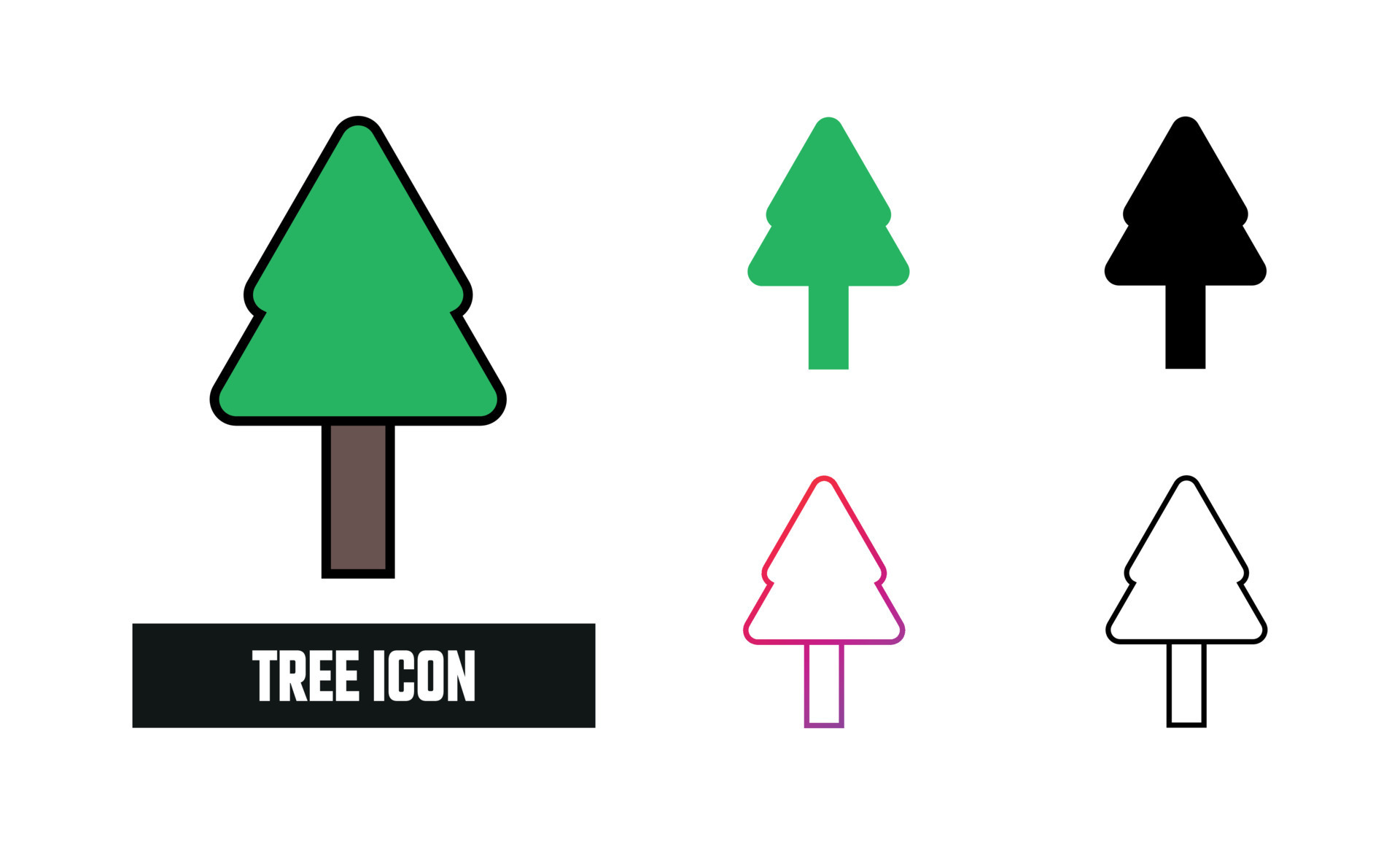Tree Icon Set Vector Illustration 24456065 Vector Art at Vecteezy