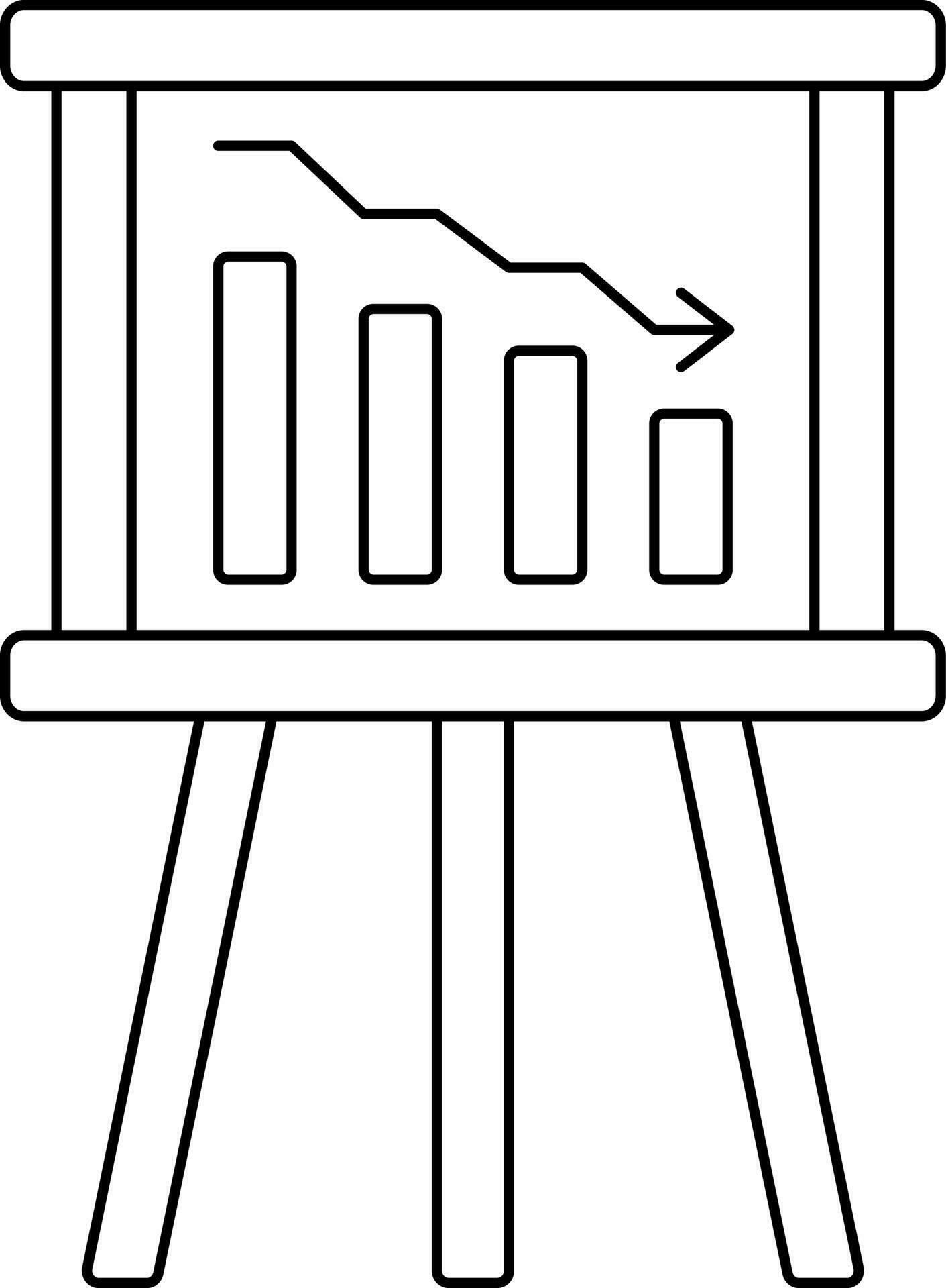 Presentation Decrease Graph Icon In Black Outline. 24456630 Vector Art at Vecteezy