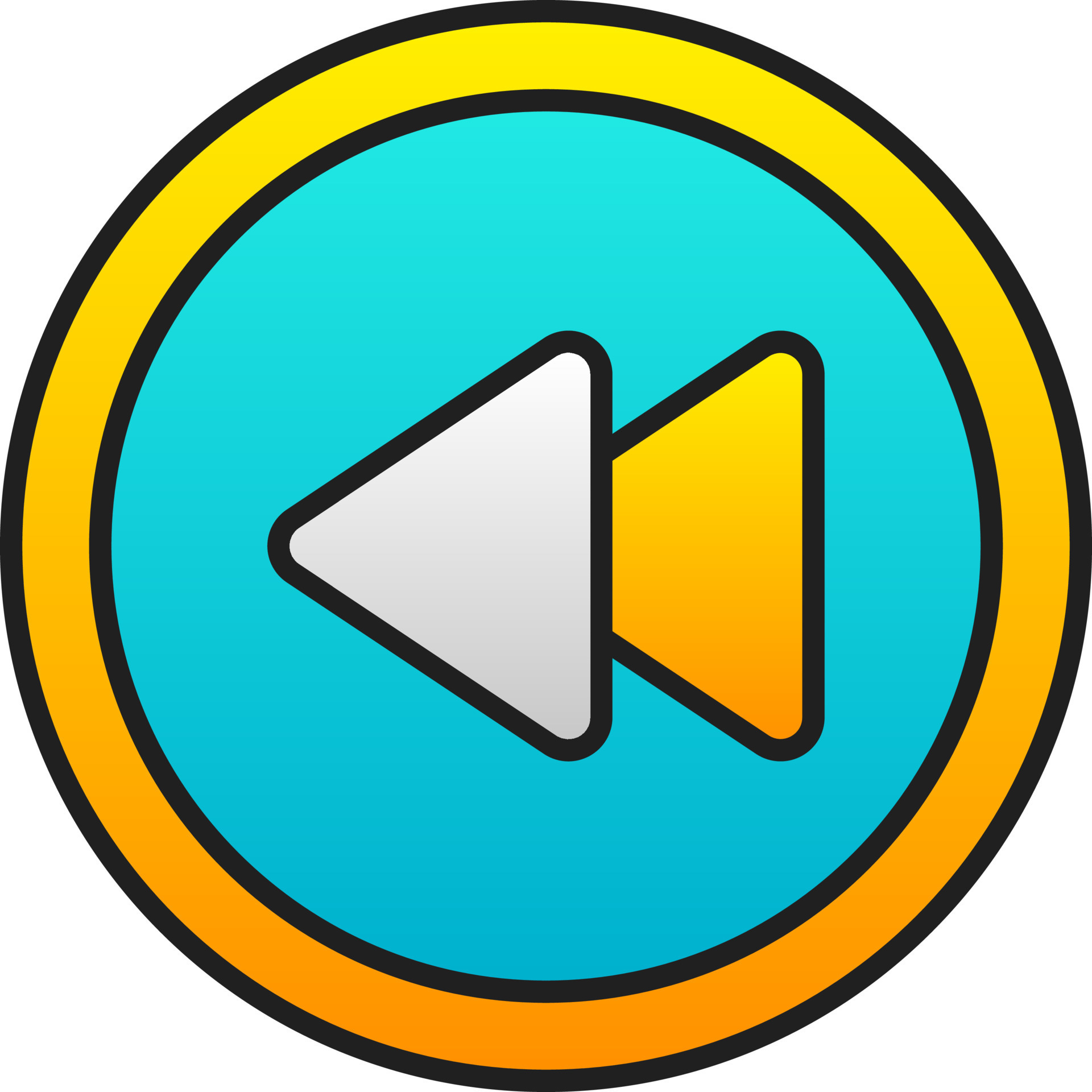 Backward Button Icon In Gradient Yellow And Blue Color. 24458129 Vector ...