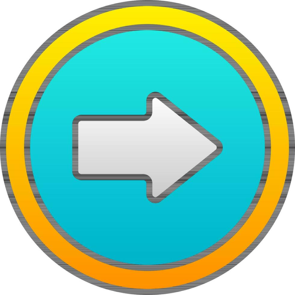 Right Arrow Symbol On Round Icon In Gradient Blue And Yellow Color 24458138 Vector Art At Vecteezy