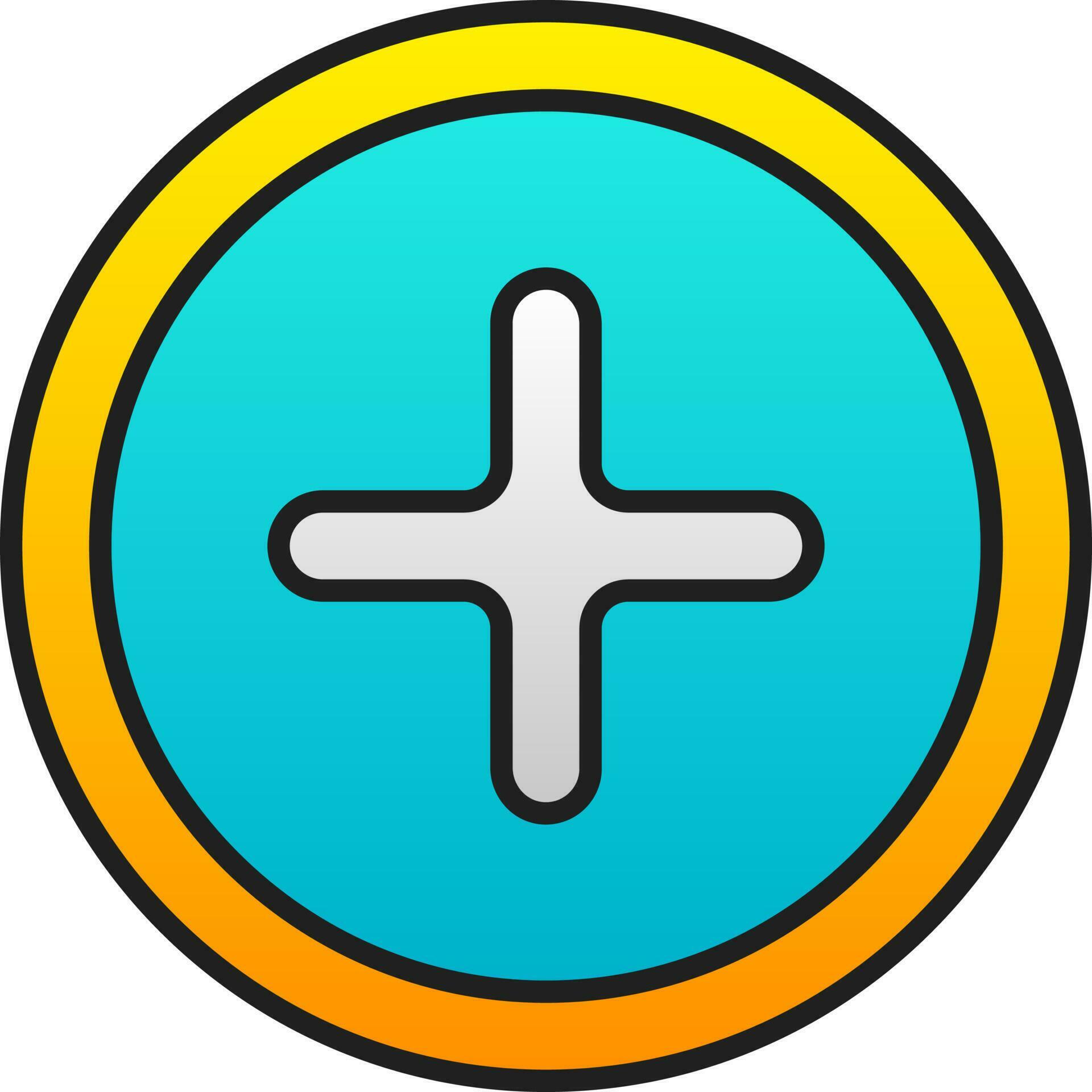 Add Or Plus Button Gradient Blue And Yellow Icon. 24458156 Vector Art ...