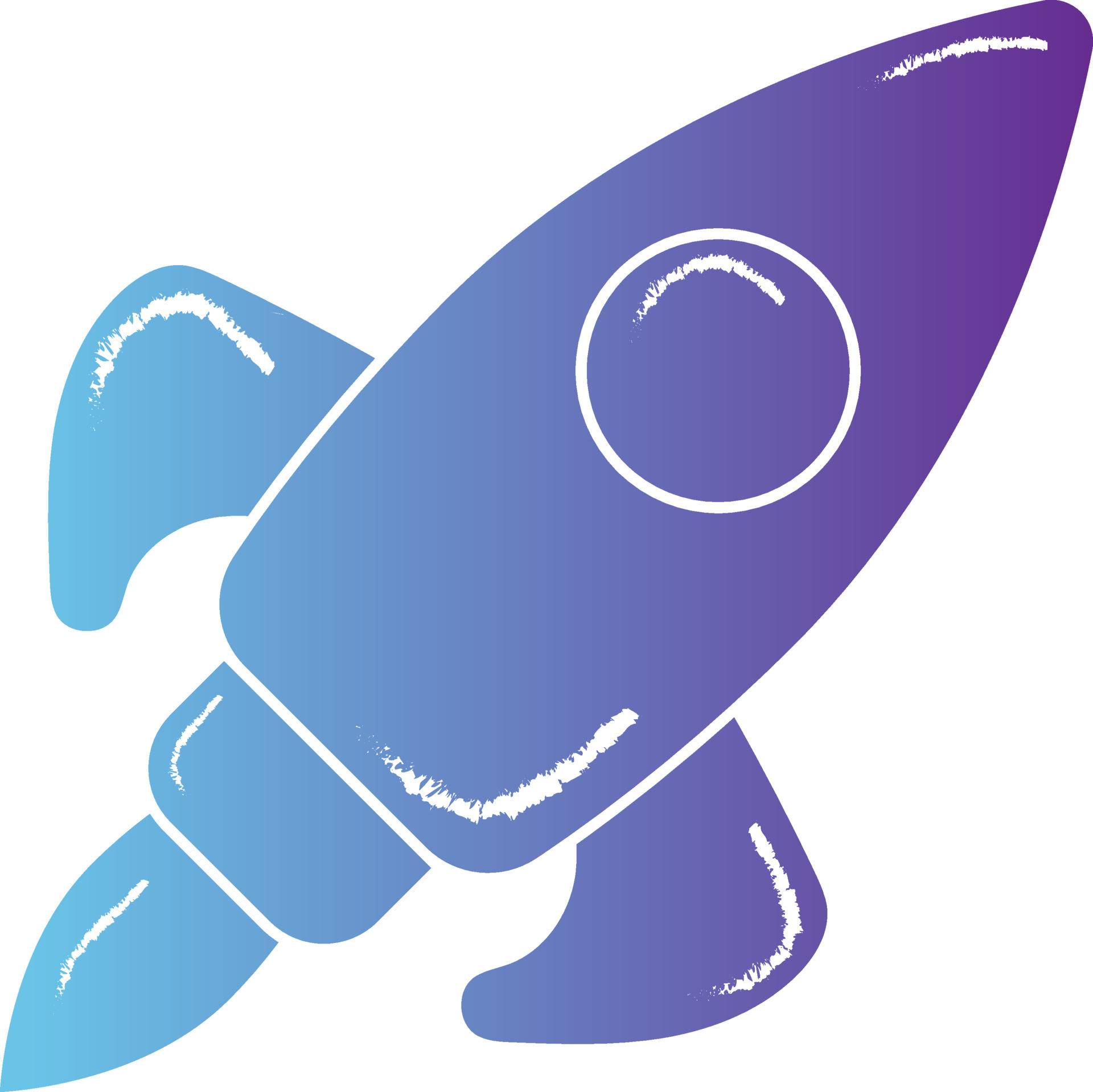 Hand Drawn Rocket Icon In Gradient Blue And Purple Color. 24458967 ...