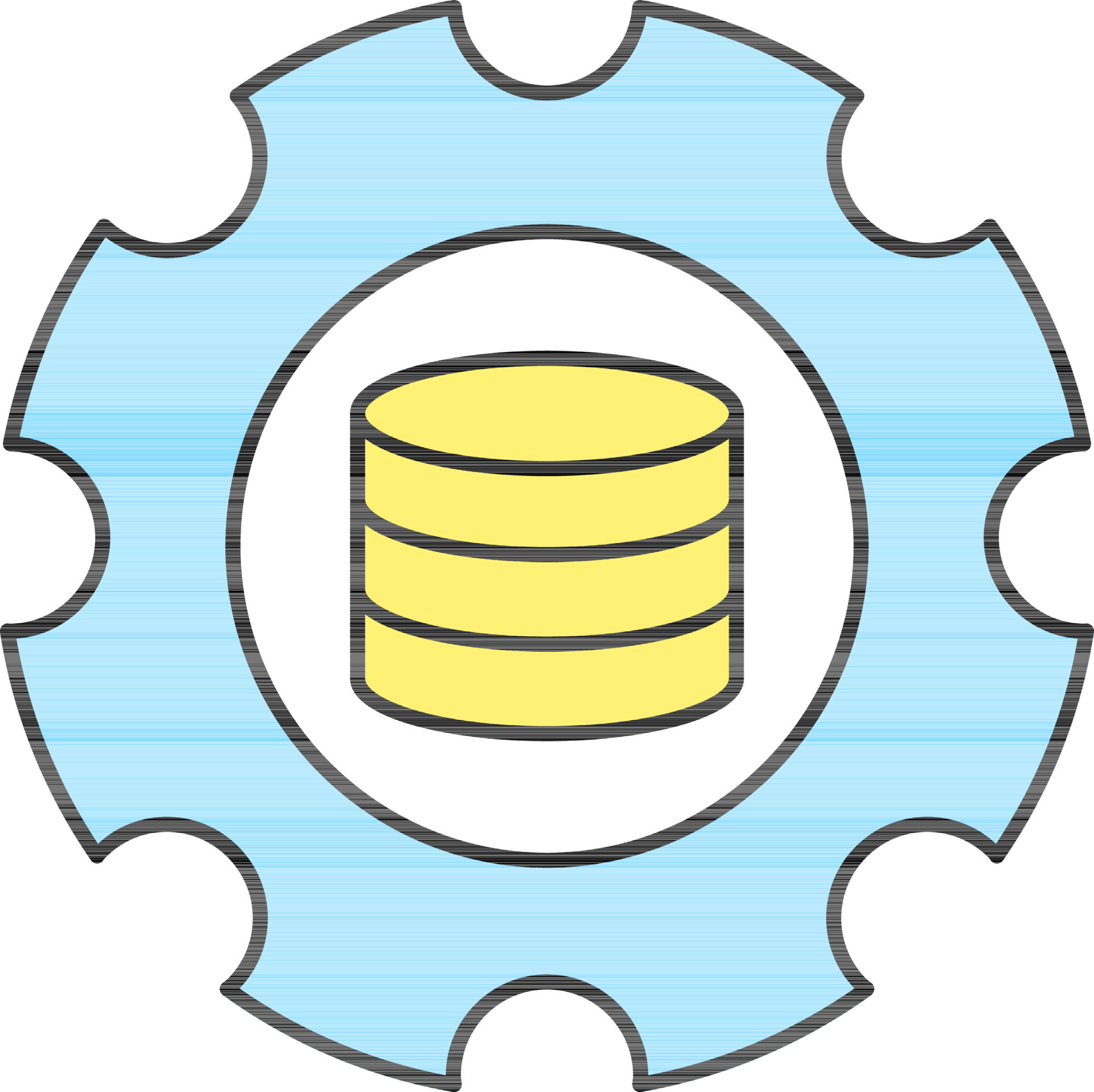 Database Setting Icon In Yellow And Blue Color. 24459074 Vector Art at ...