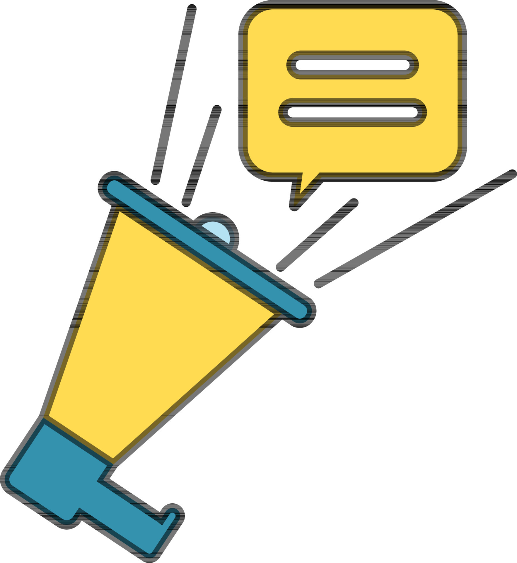 Speech Bubble with Megaphone icon in blue and yellow color. 24460390 Vector Art at Vecteezy