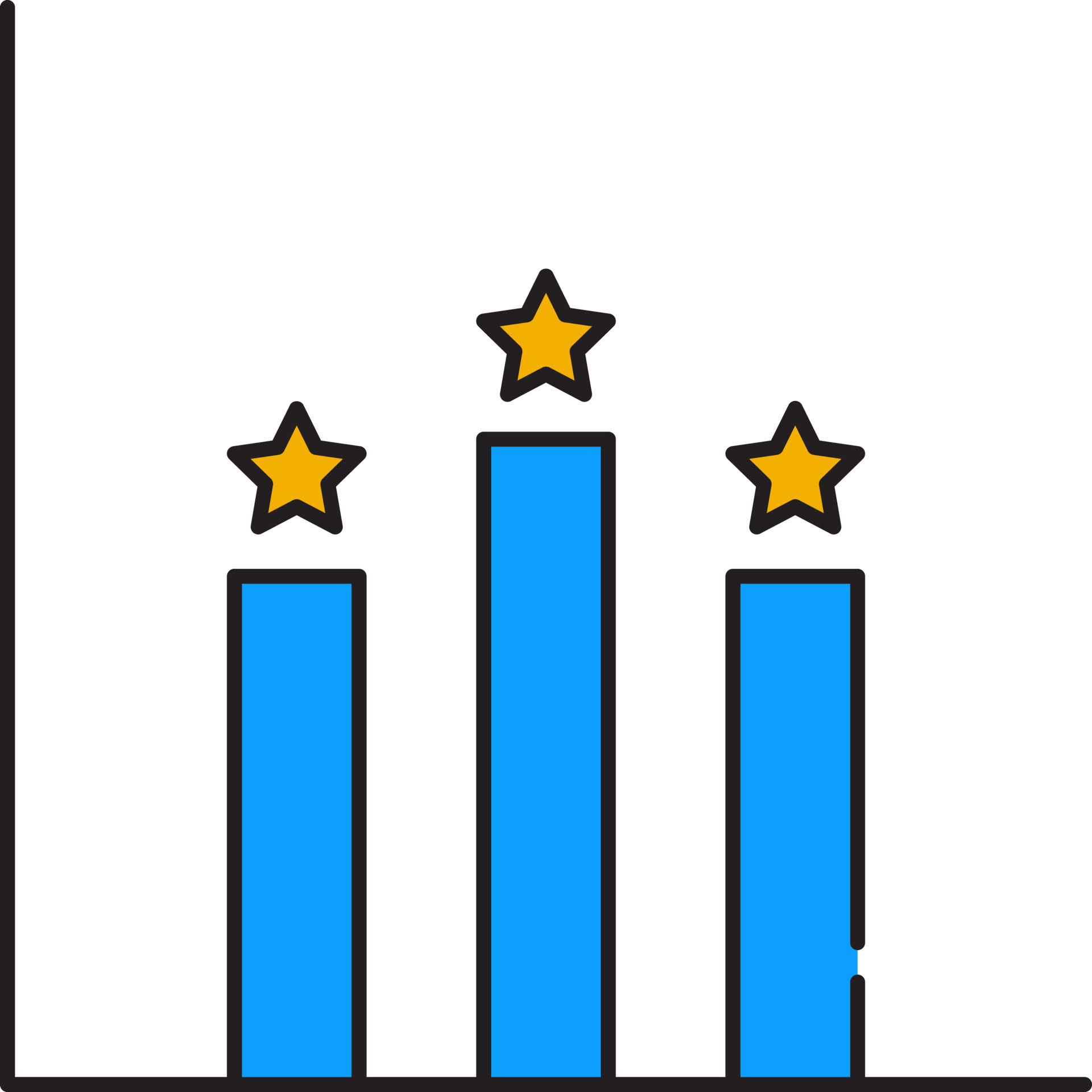 Rating Bar Graph Icon In Blue And Yellow Color 24463112 Vector Art At