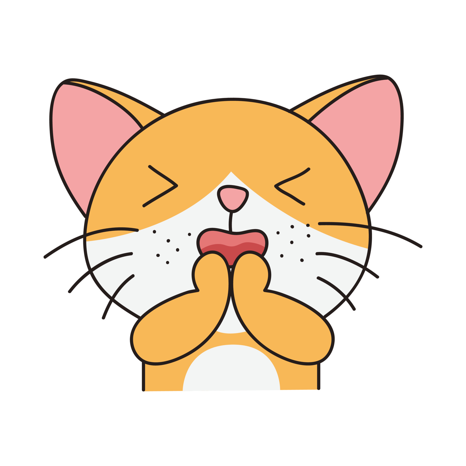Hand Drawn Cute Cat Sticker Isolated On White Background Cute Orange