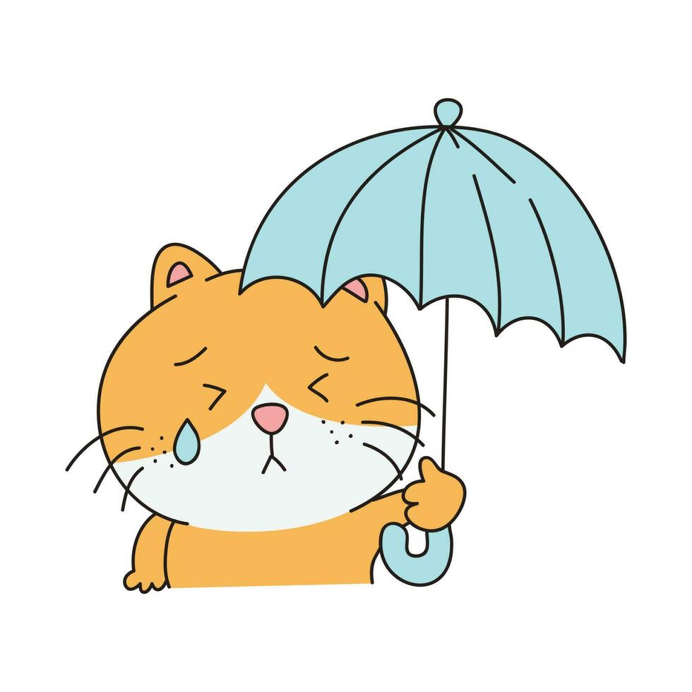 Hand Drawn Cute Cat Sticker Isolated On White Background Cute Orange