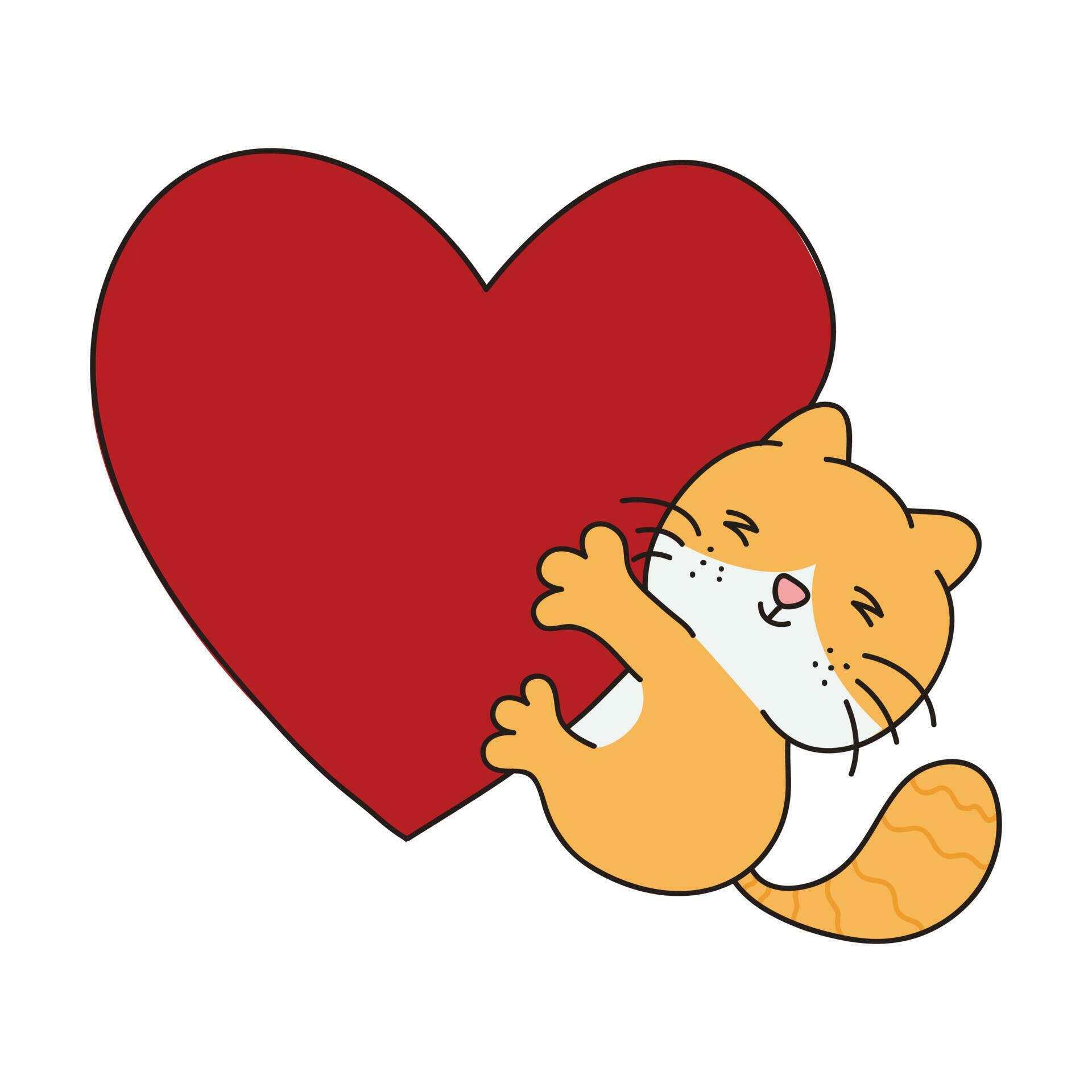 Hand Drawn Cute Cat Sticker Isolated On White Background Cute Orange