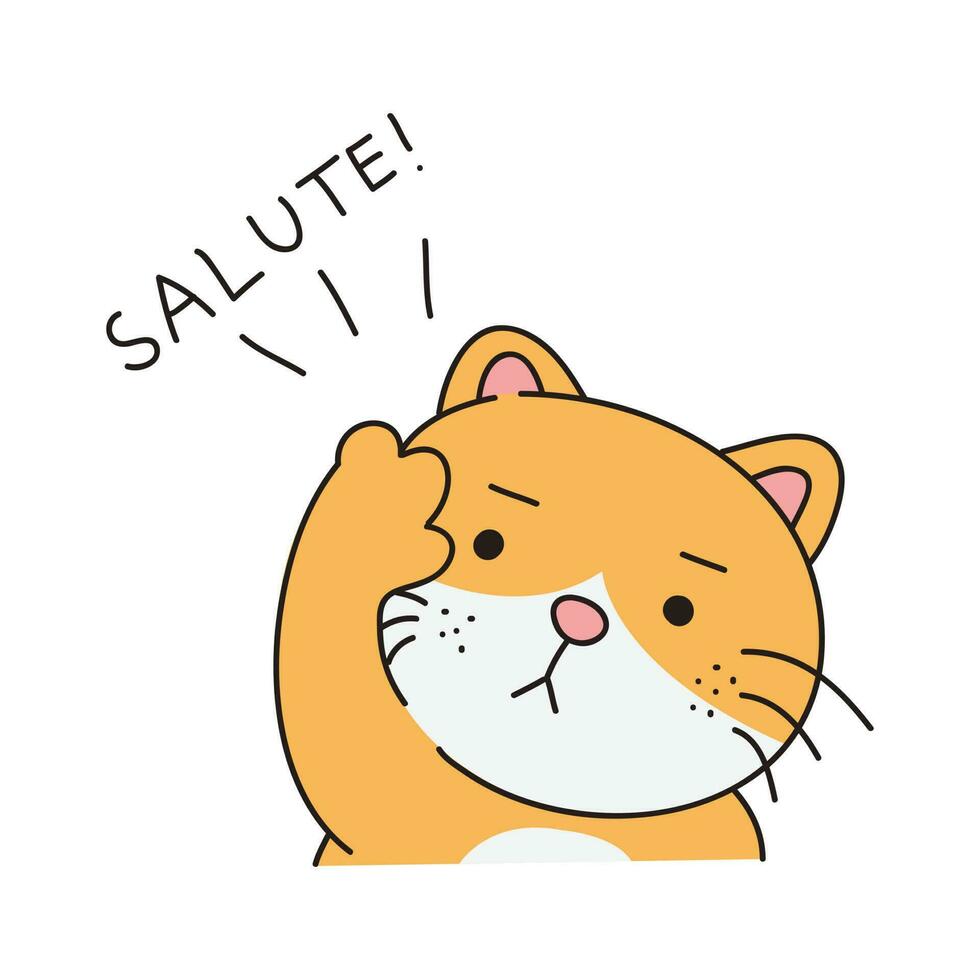 Hand Drawn Cute Cat Sticker Isolated On White Background Cute Orange