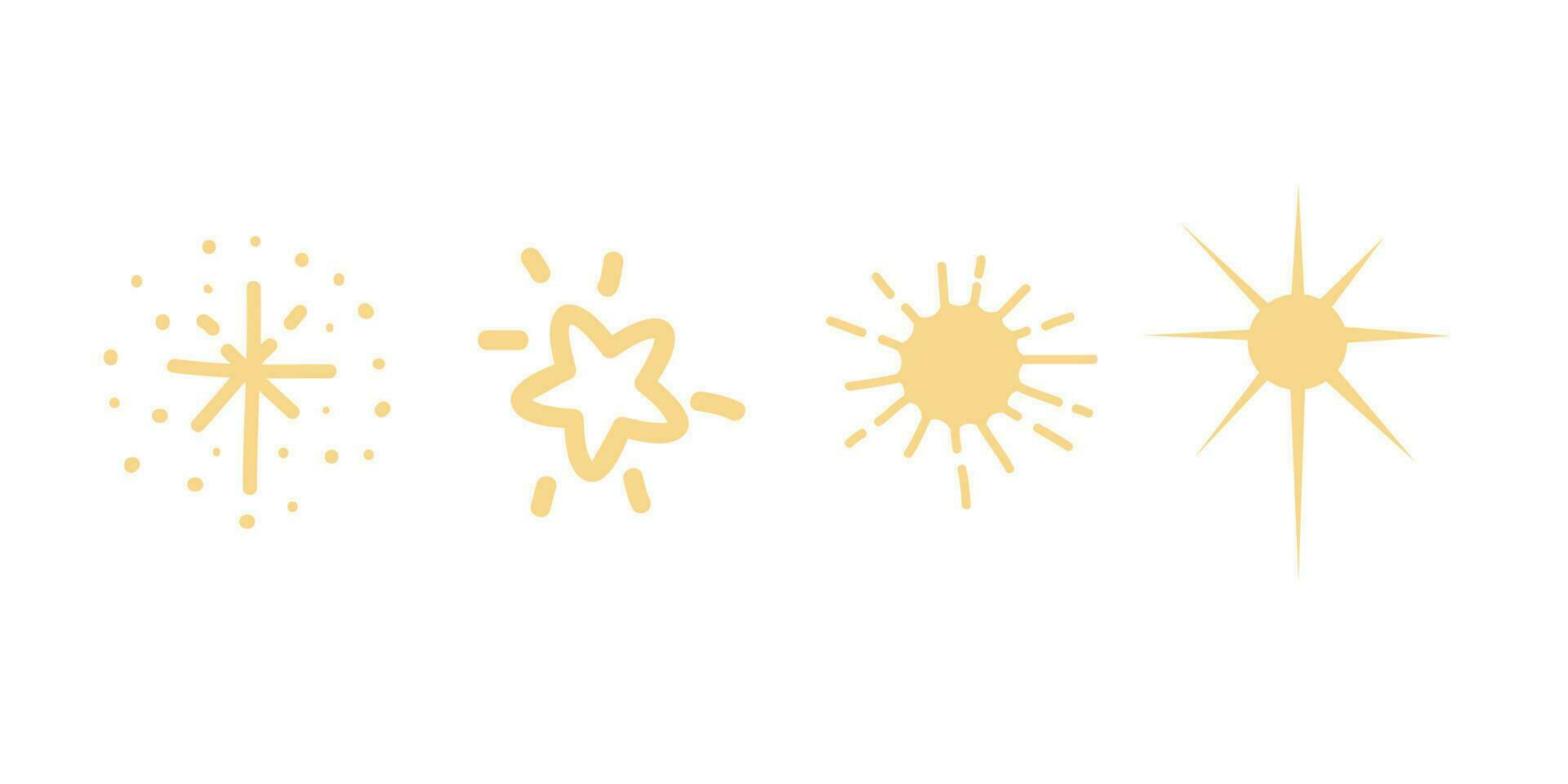 Sparkling Effect Illustration. Yellow, gold, orange sparkles symbols vector. Sparkle Icon ...