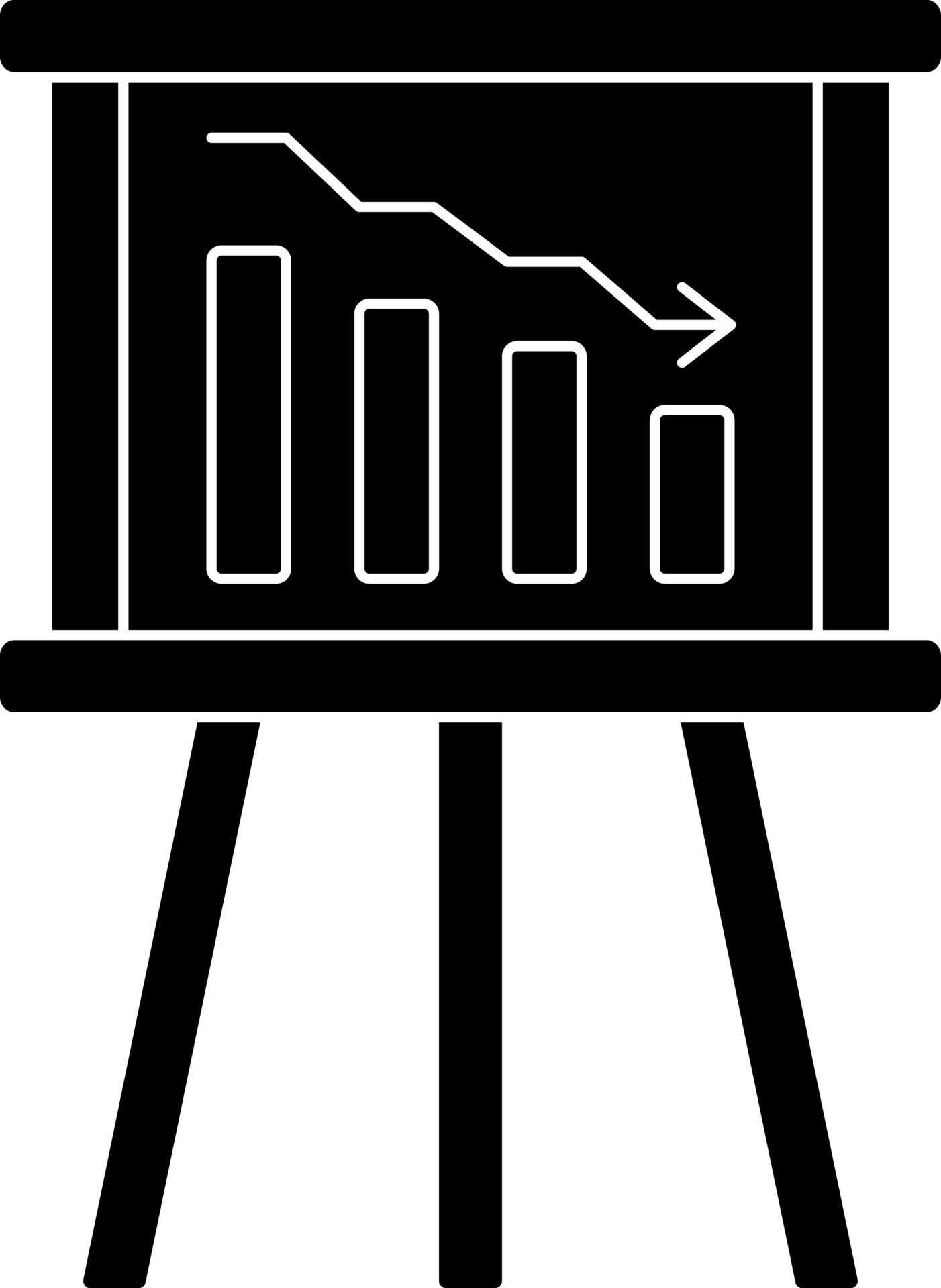 Presentation Decrease Graph Icon In black and white Color. 24470537 ...