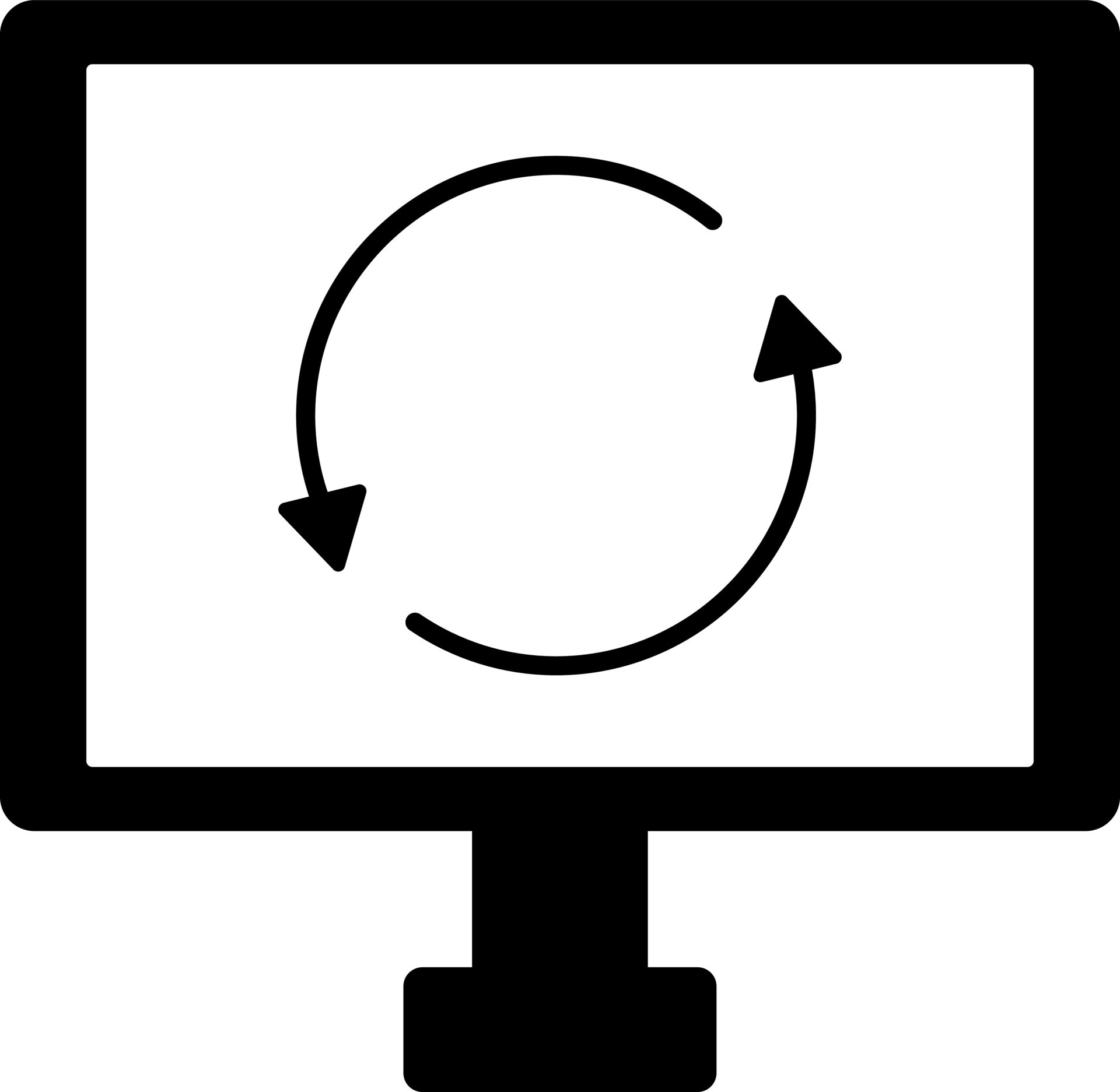 Monitor refresh or computer reload icon in black and white color ...