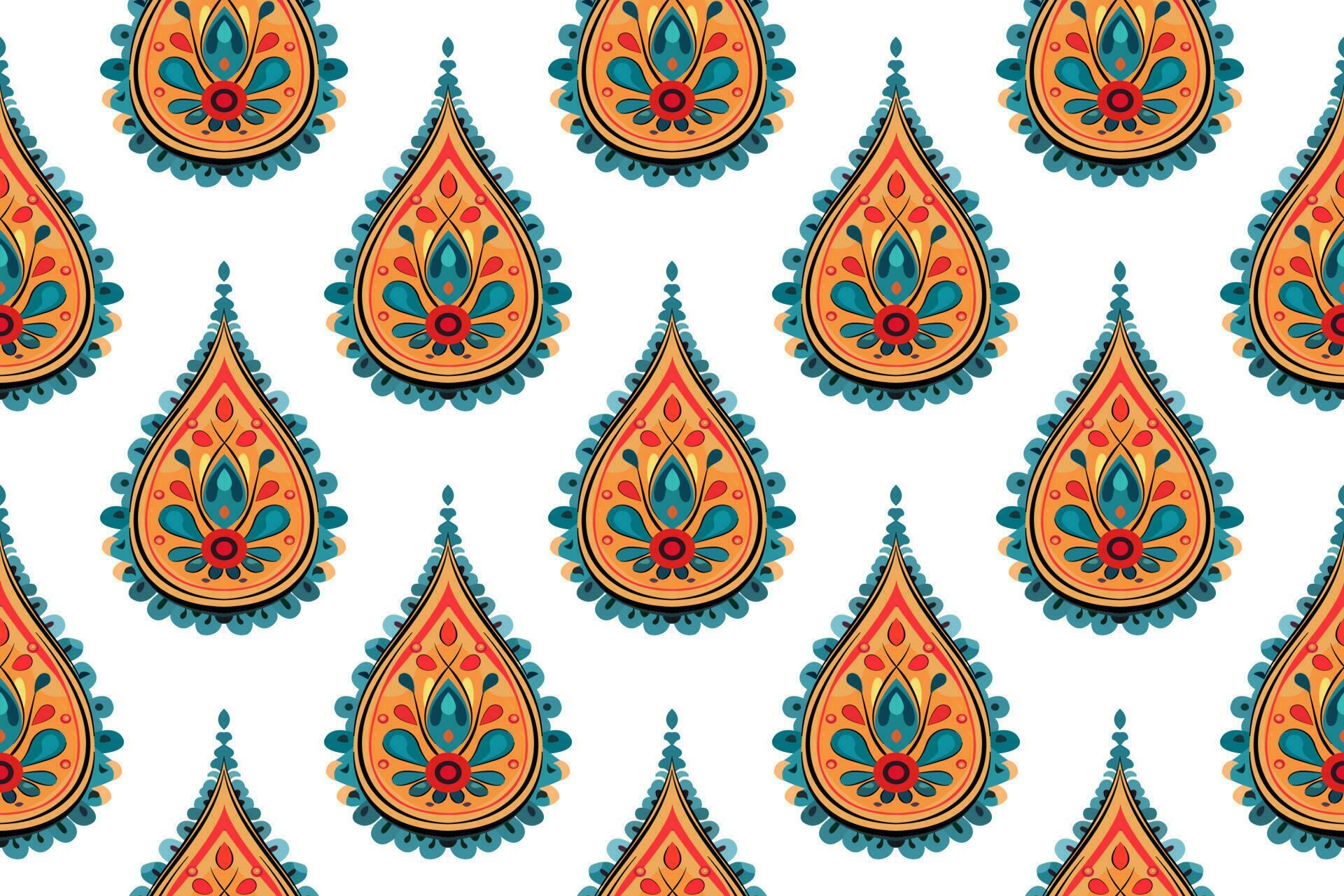 Paisley ethnic seamless pattern design. floral pattern with paisley and indian flower motifs ...
