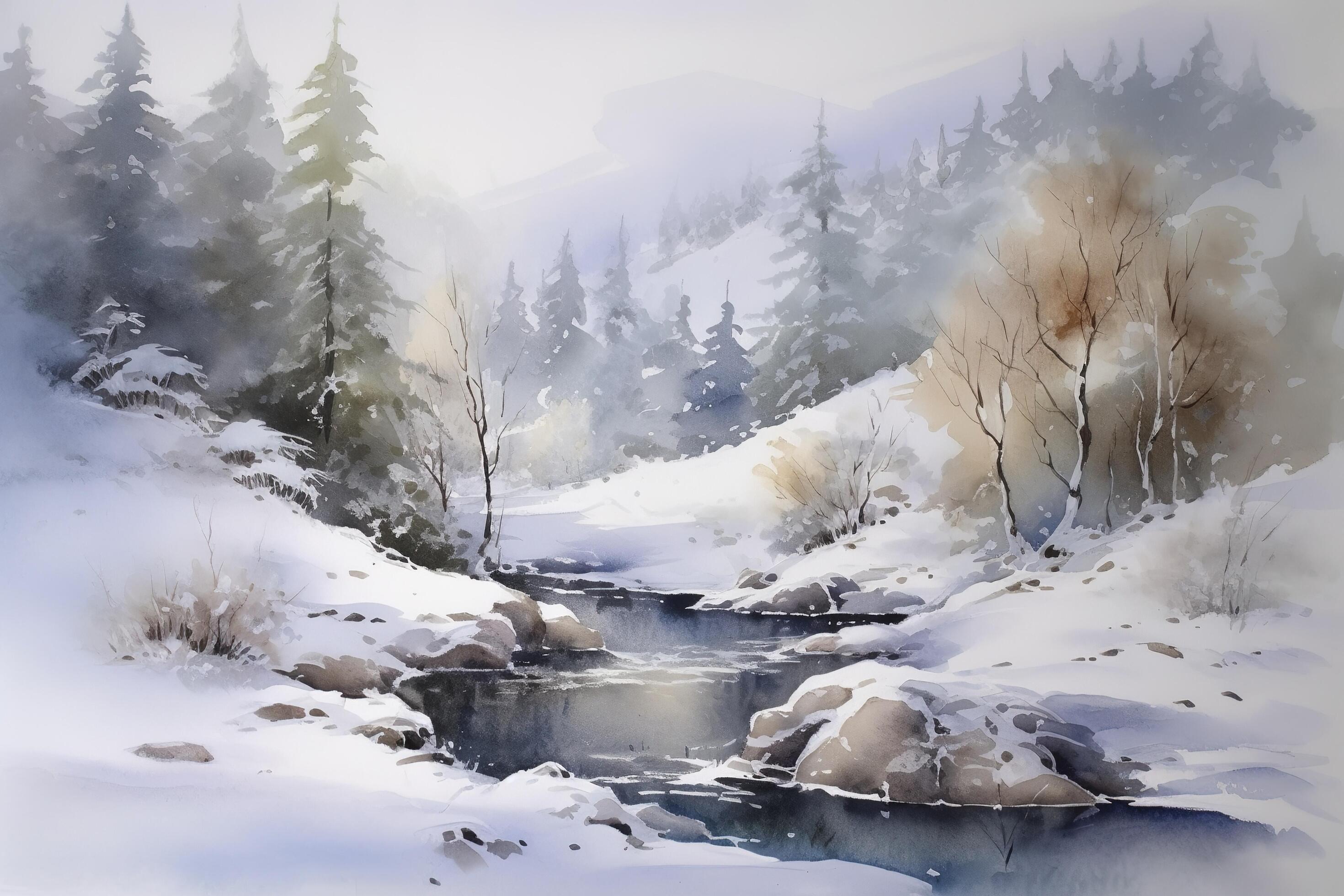 Paintings Of Mountains With Snow