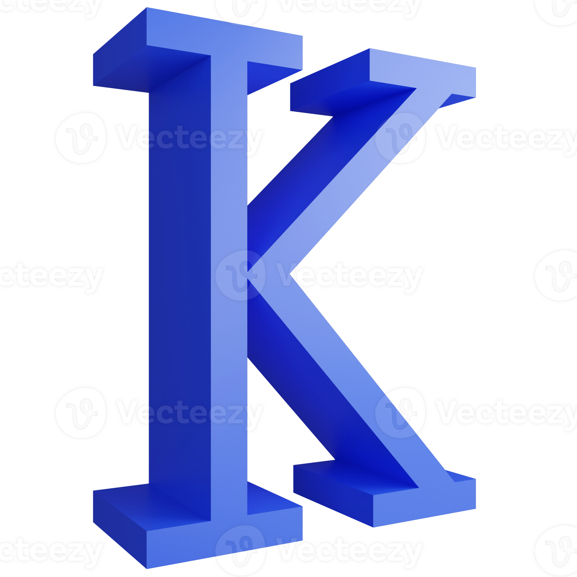 Alphabet K side view icon isolated on transparent background, 3D render ...