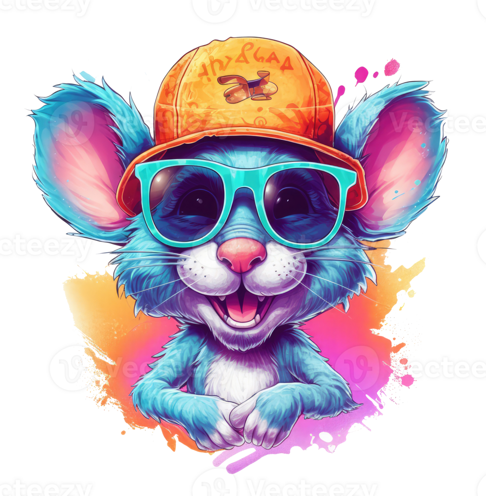 Watercolor funny rat wearing sunglasses . 24476624 PNG Watercolor funny rat wearing sunglasses . 24476624 PNG