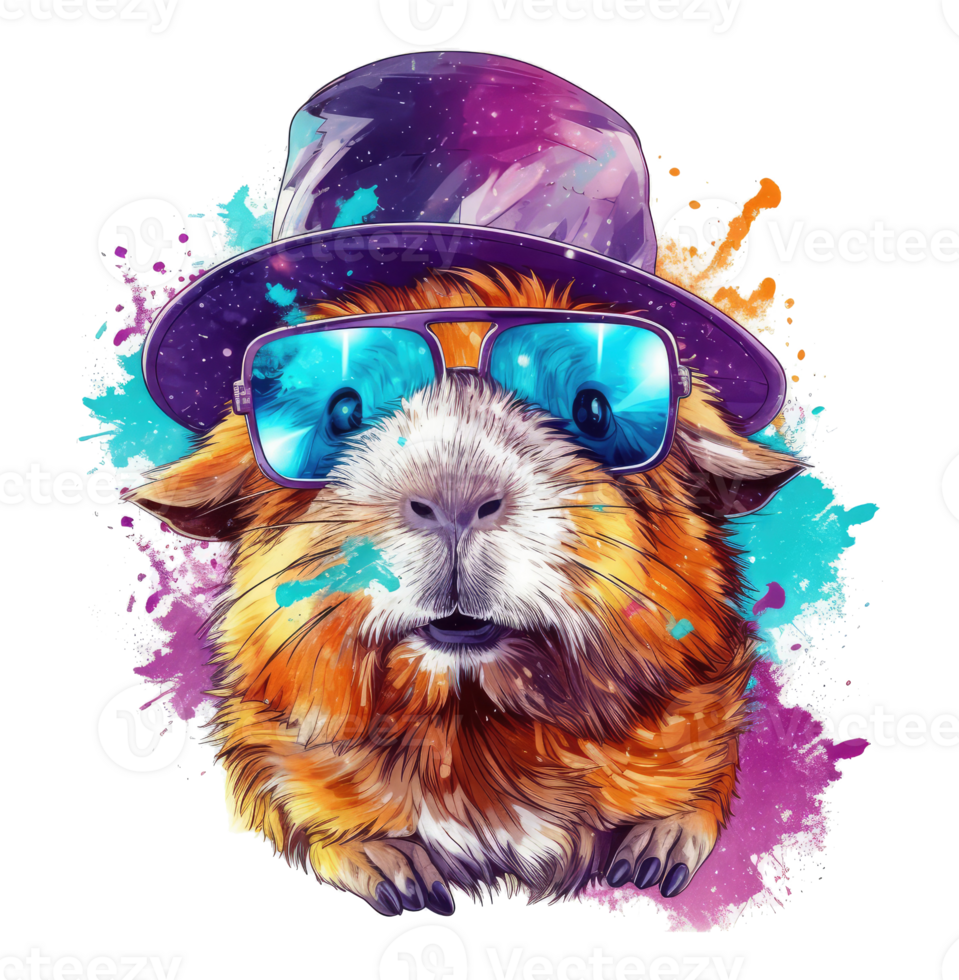 Watercolor funny Guinea pig wearing sunglasses . 24476647 PNG Watercolor funny Guinea pig wearing sunglasses . 24476647 PNG