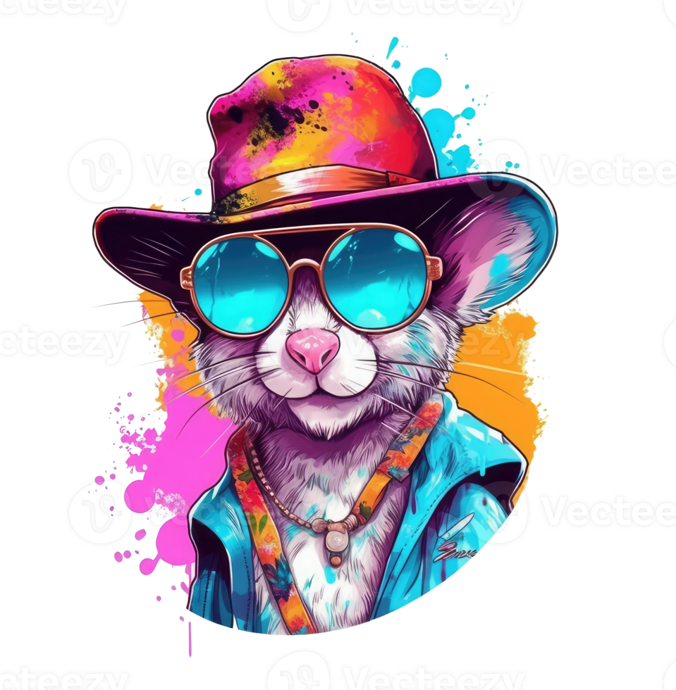 Watercolor funny rat wearing sunglasses . 24476659 PNG Watercolor funny rat wearing sunglasses . 24476659 PNG