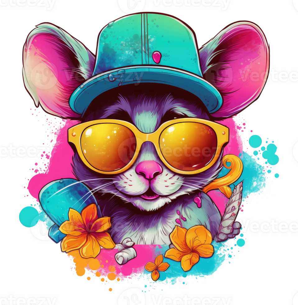 Watercolor funny rat wearing sunglasses . 24476681 PNG Watercolor funny rat wearing sunglasses . 24476681 PNG