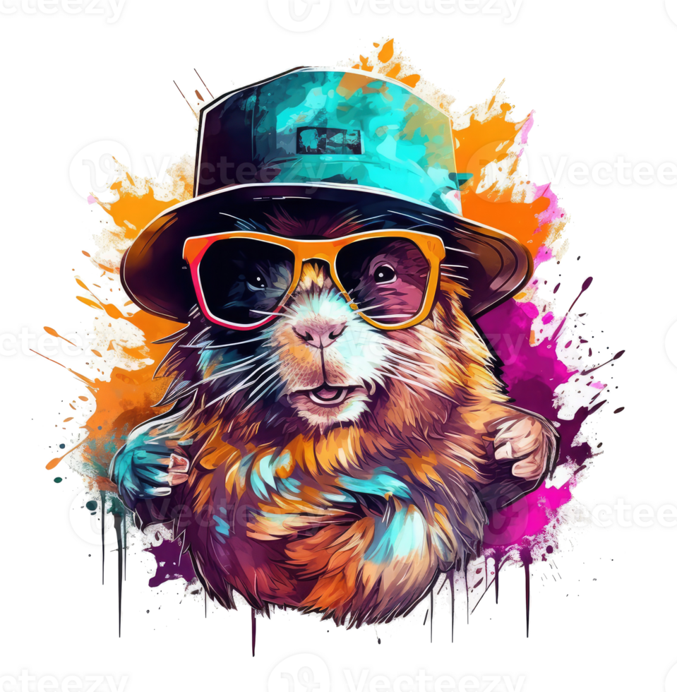 Watercolor funny Guinea pig wearing sunglasses . 24476758 PNG Watercolor funny Guinea pig wearing sunglasses . 24476758 PNG