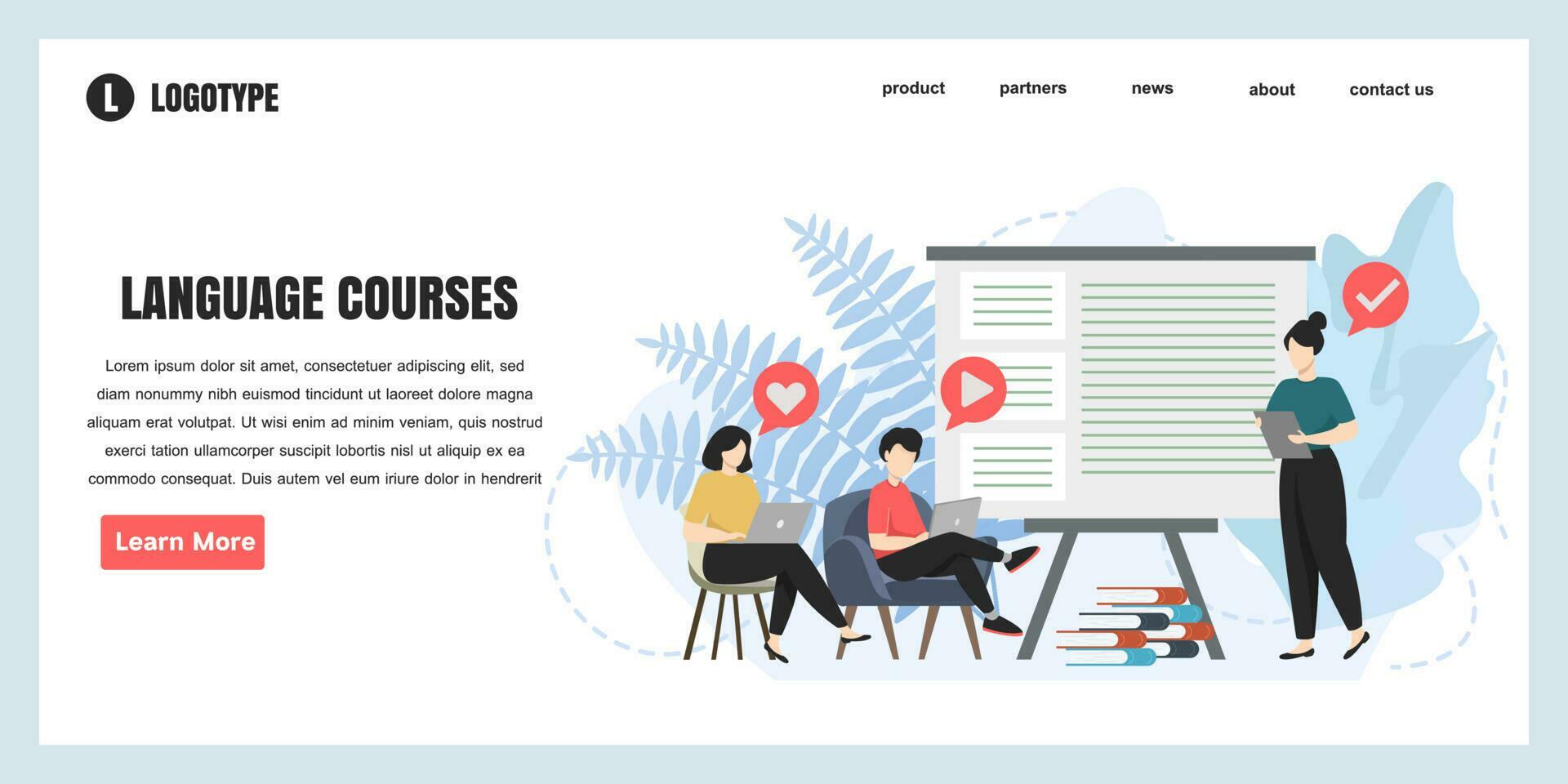 flat design concept Language courses for website and landing page ...
