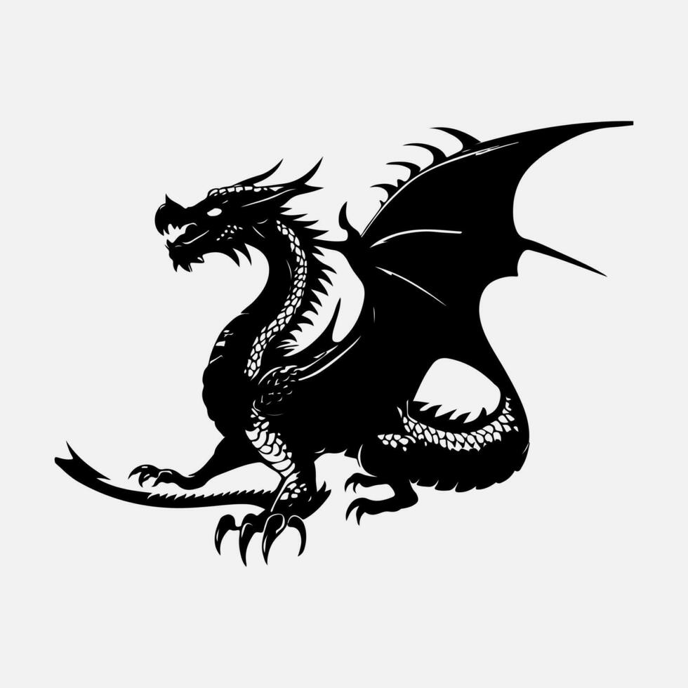 black dragon vector silhouette 24479980 Vector Art at Vecteezy