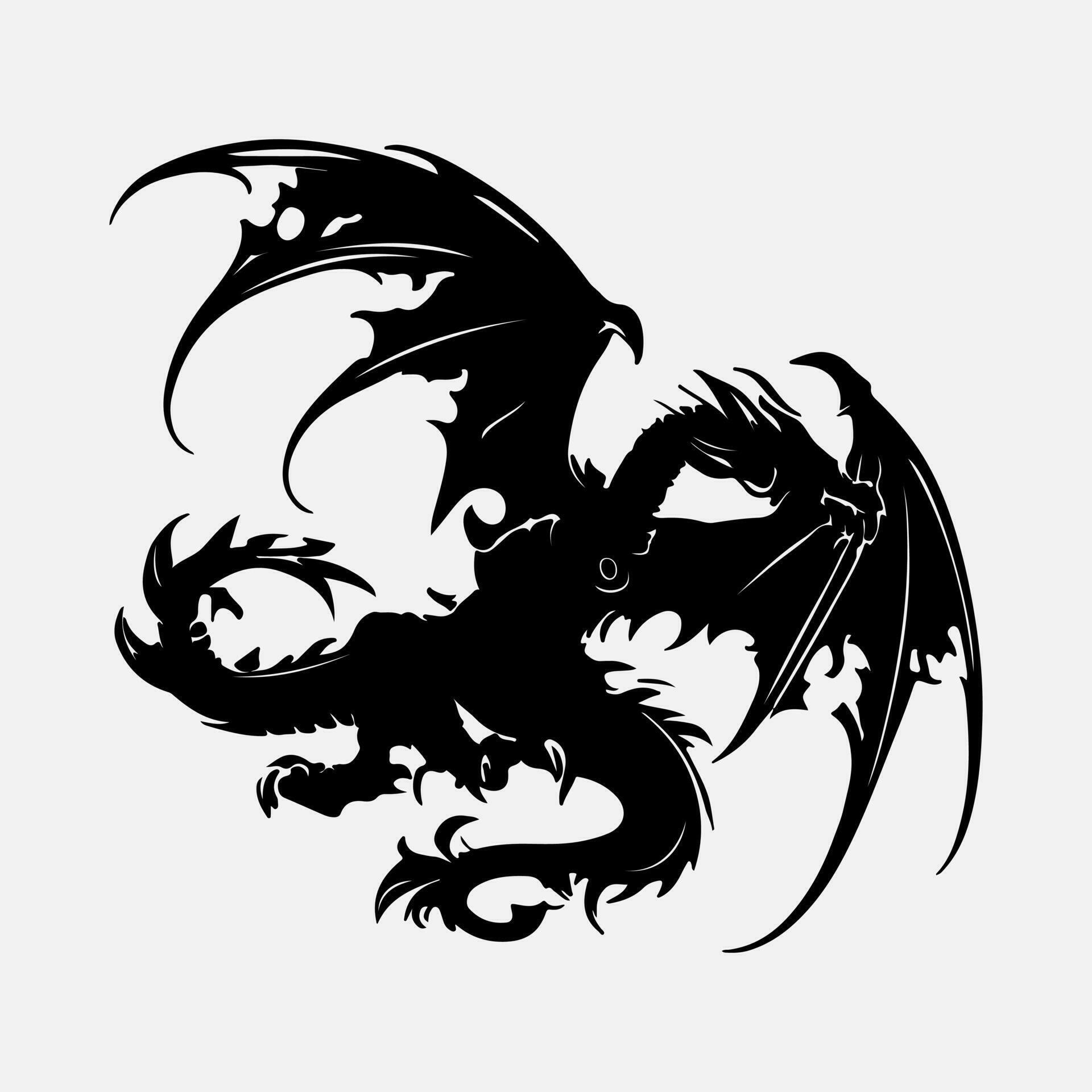 black dragon vector silhouette 24480218 Vector Art at Vecteezy