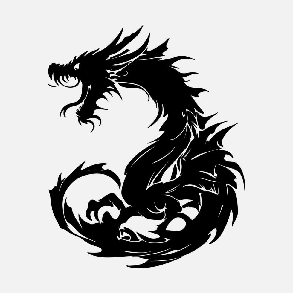 black dragon vector silhouette 24480419 Vector Art at Vecteezy